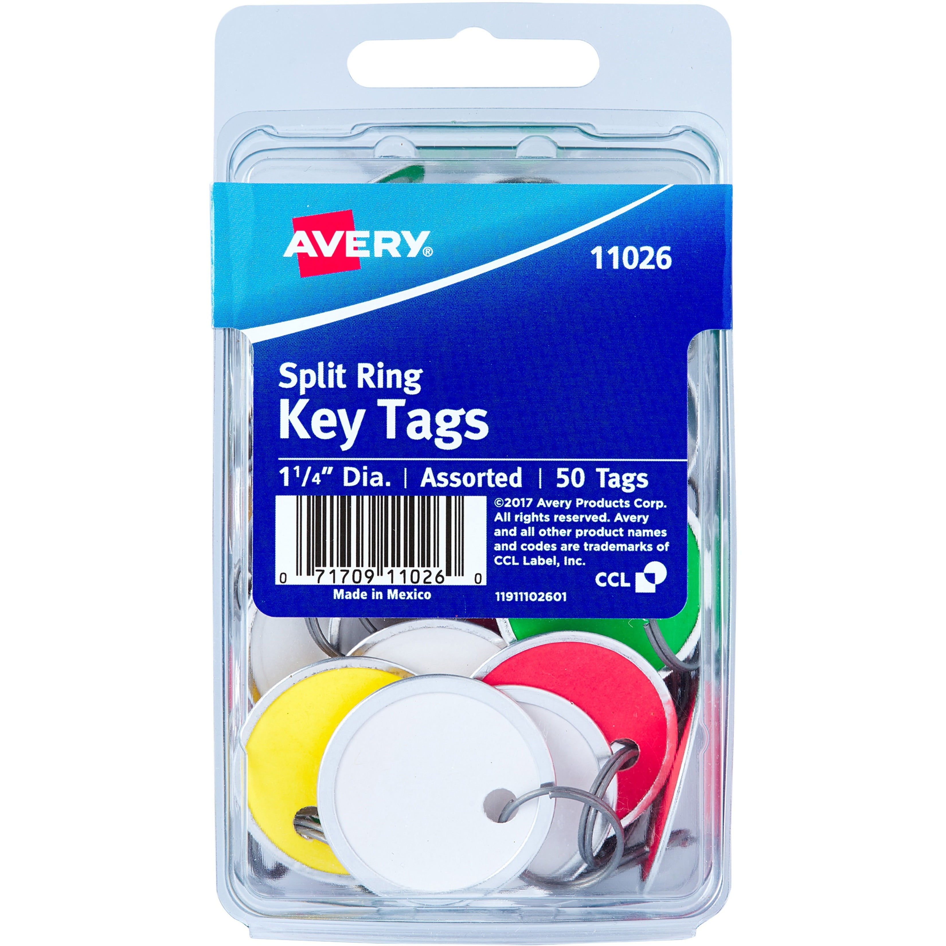 Avery(R) Metal Rim Key Tags, 1-1/4" Diameter Tag, Metal Split Ring ...