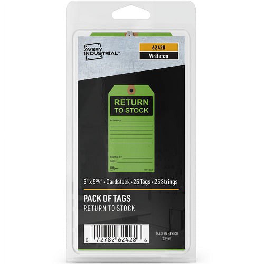 Avery® RETURN TO STOCK Preprinted Inventory Tags - 5.75" Length x 3 ...