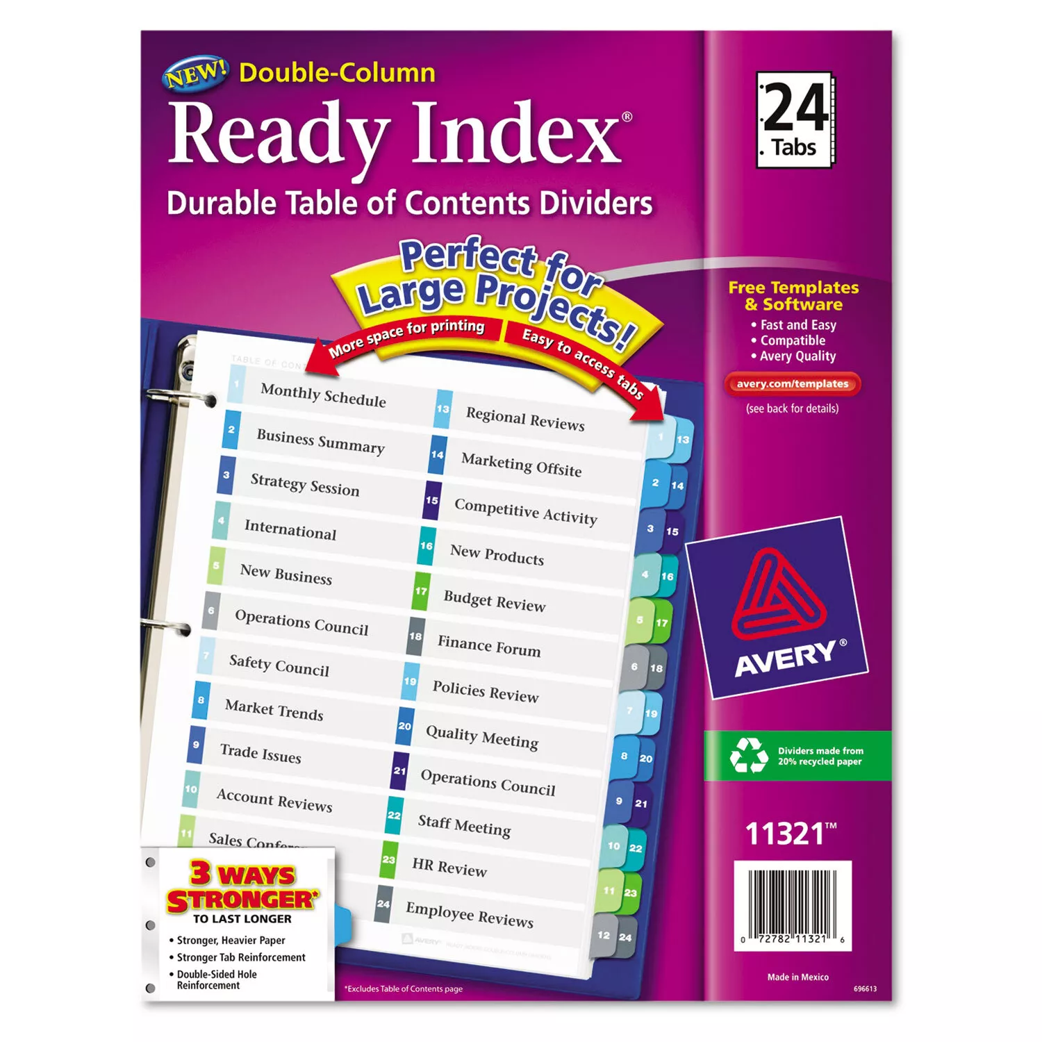 Avery Ready Index Customizable Table of Contents Double Column Dividers ...