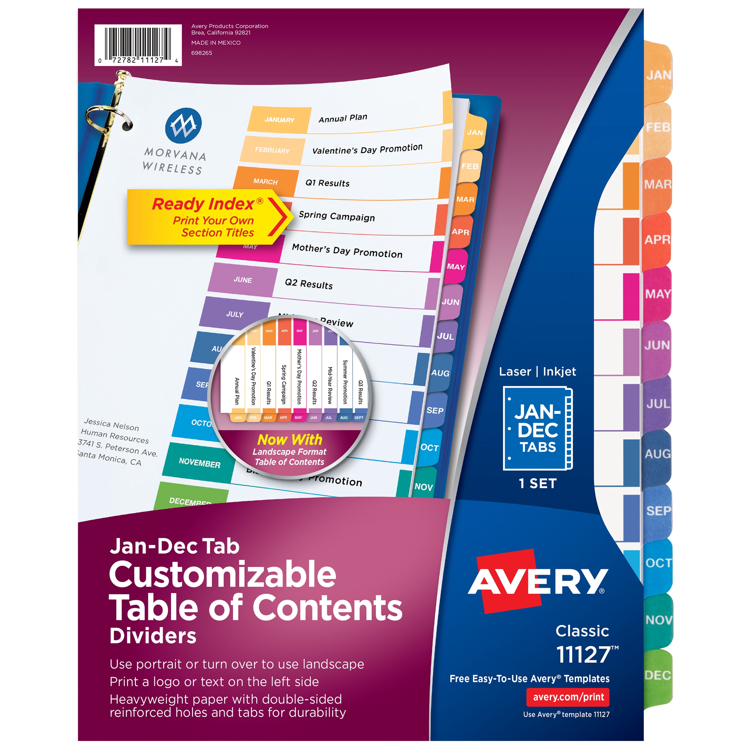 Avery Ready Index Jan-Dec 12 Tab Binder Dividers, Customizable Table of ...