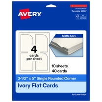 Avery 1-3/4" x 3-1/2" Rounded Corner Cards, Matte Ivory, 200ct ...