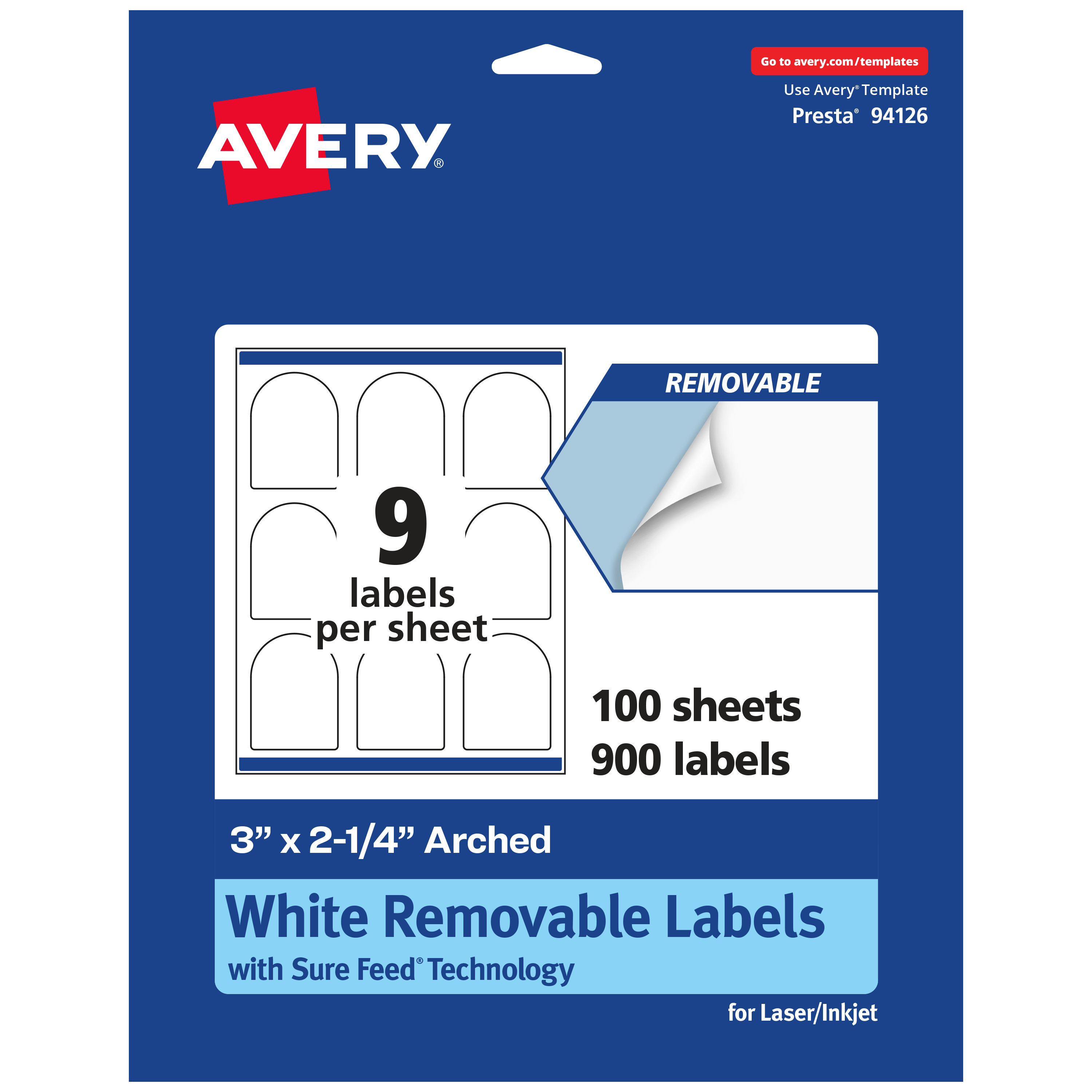 Avery Removable Arched Labels, 3" x 2.25", 900ct - Walmart.com