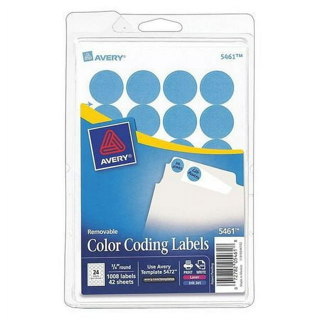 Avery Removable Color-Coding Labels, 3/4" Diameter, 1,008 Labels (5461 ...