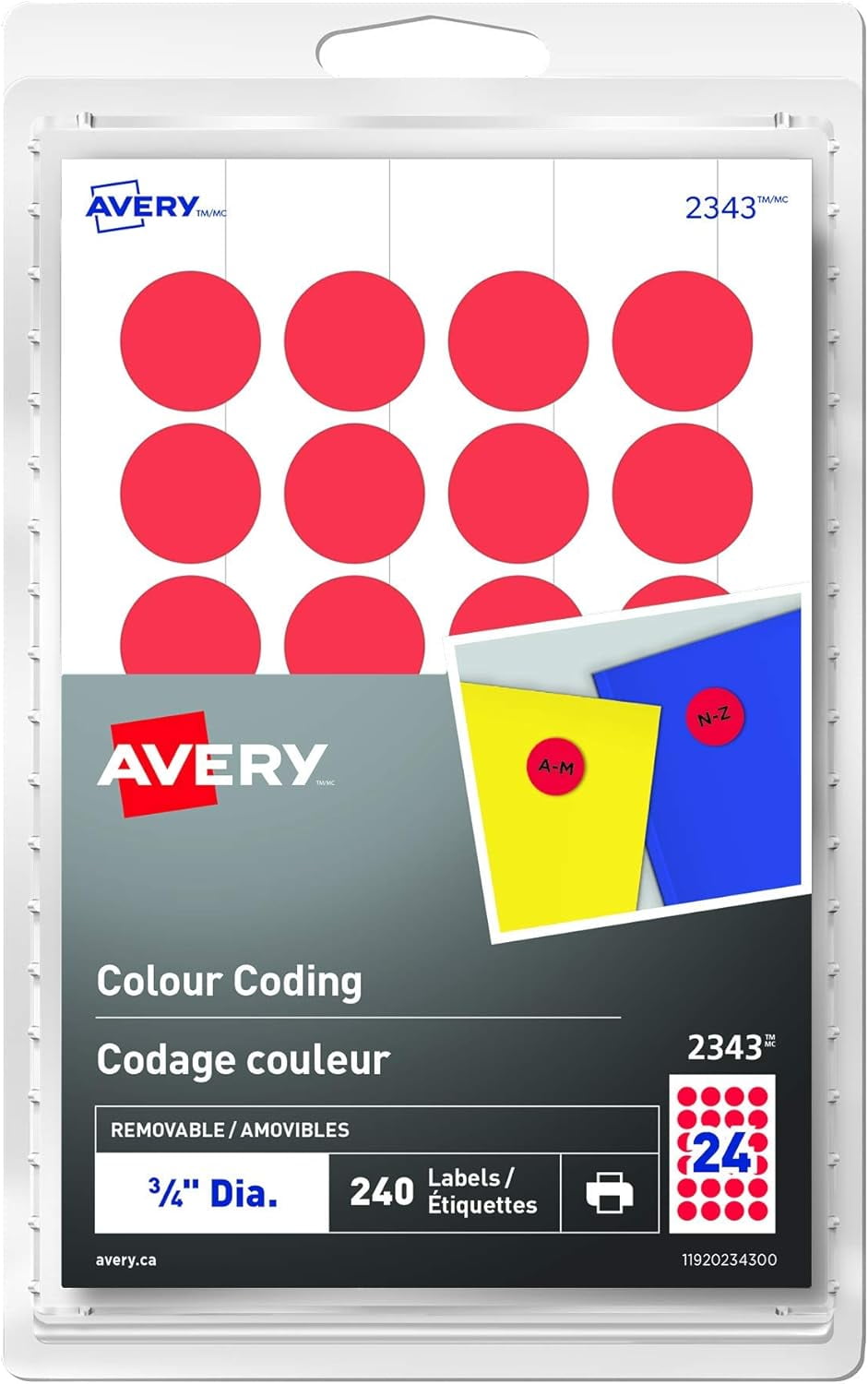 Avery Removable Colour Coding Round Labels, 3/4" Diameter Circle, Red ...