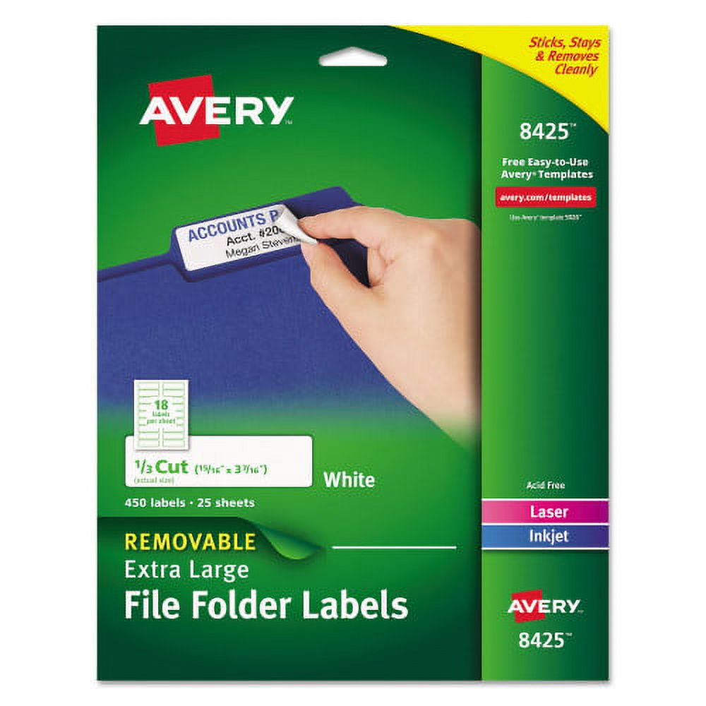 Avery Removable File Folder Labels with Sure Feed Technology, 0.94 x 3. ...