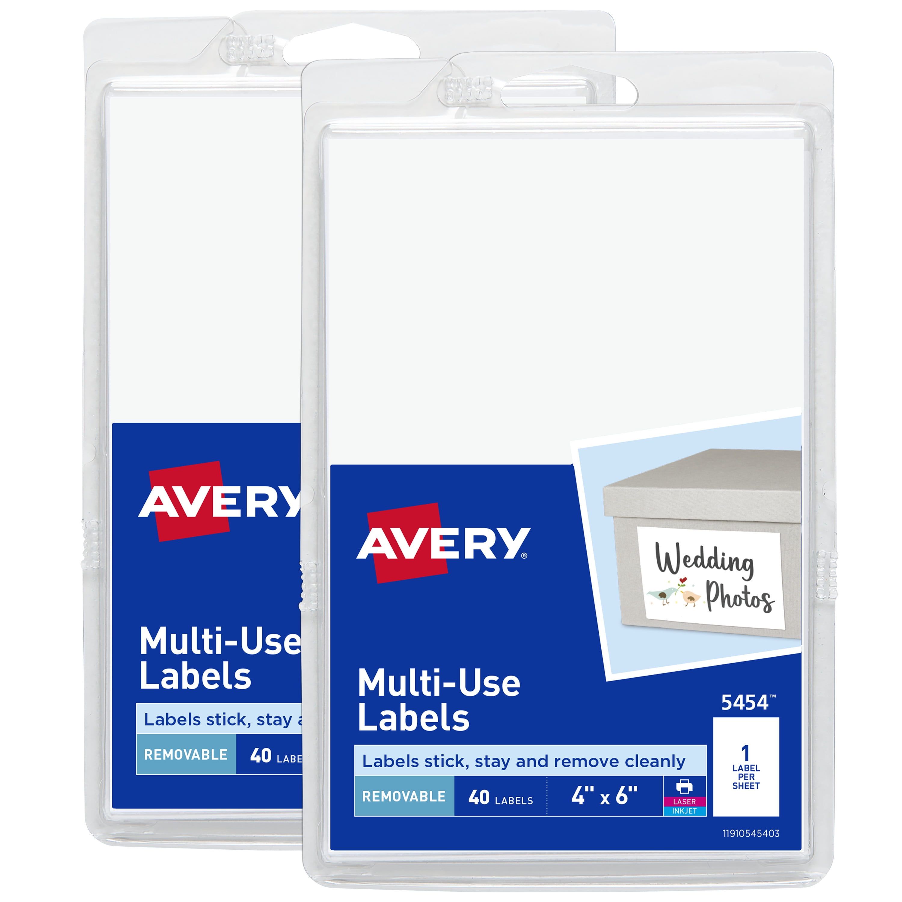 Avery Removable Labels, 4" x 6", Laser/Inkjet, 80 Labels (7864 ...