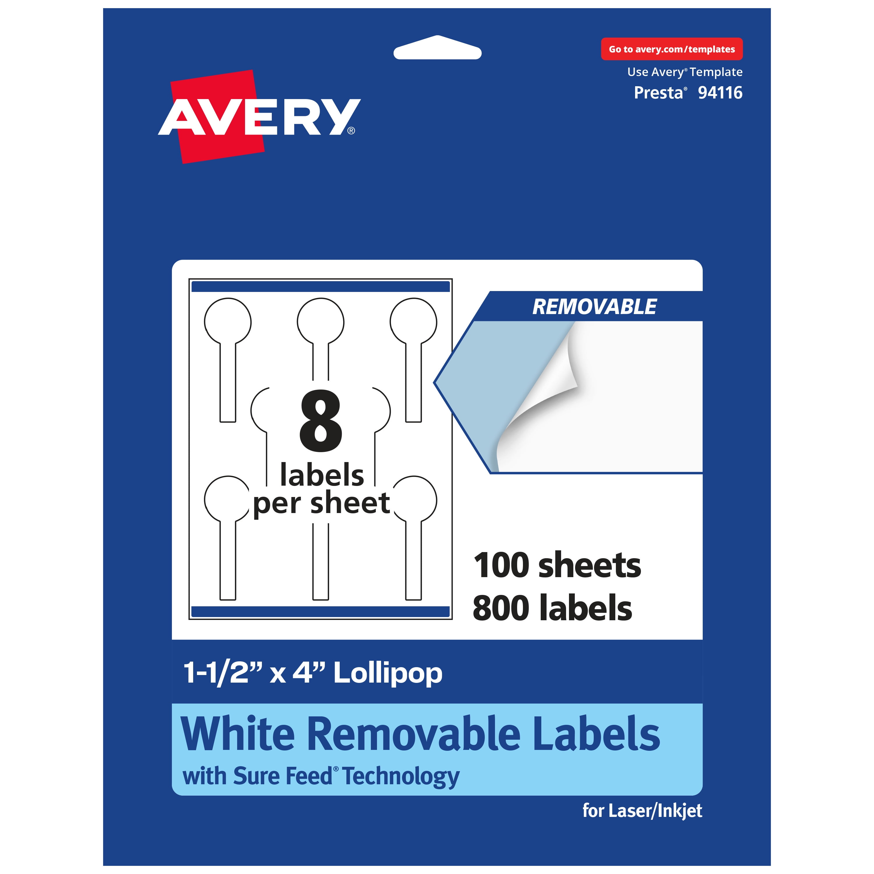 Avery Removable Lollipop Labels, 1.5" x 4", 800ct - Walmart.com