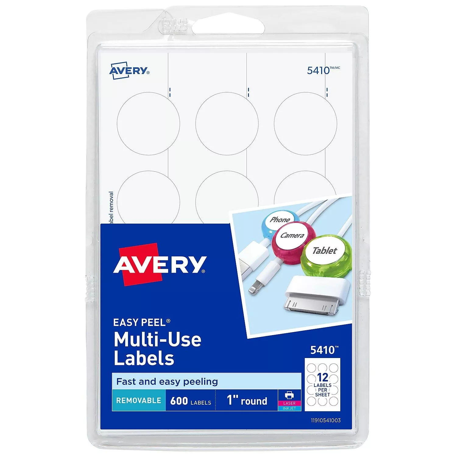 Avery Removable Multi-Use Labels 1" dia White 600/Pack 05410 - Walmart.com