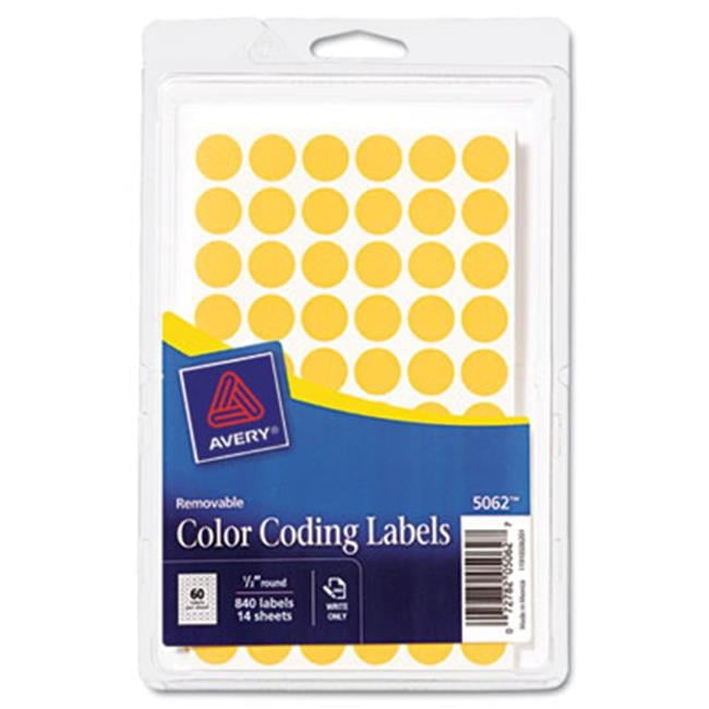 Avery Removable Self-Adhesive Color-Coding Labels .5 in dia Neon Orange ...