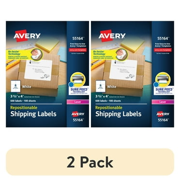 "Avery Printable Shipping Labels, TrueBlock, UltraHold Adhesive, 5-1/2 ...