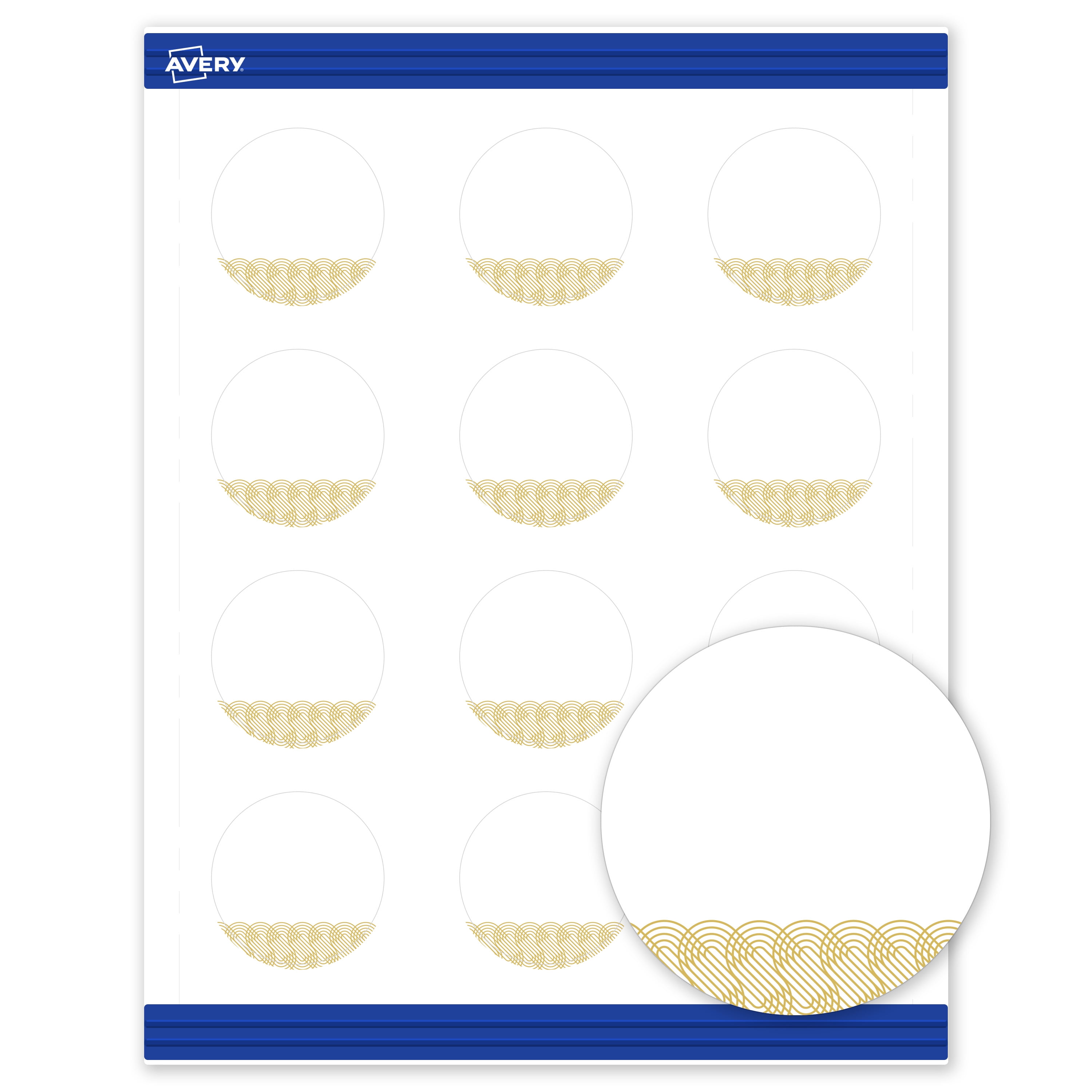 Avery Round Business Cards, Gold Lace Trim Pattern, 2" Diameter ...