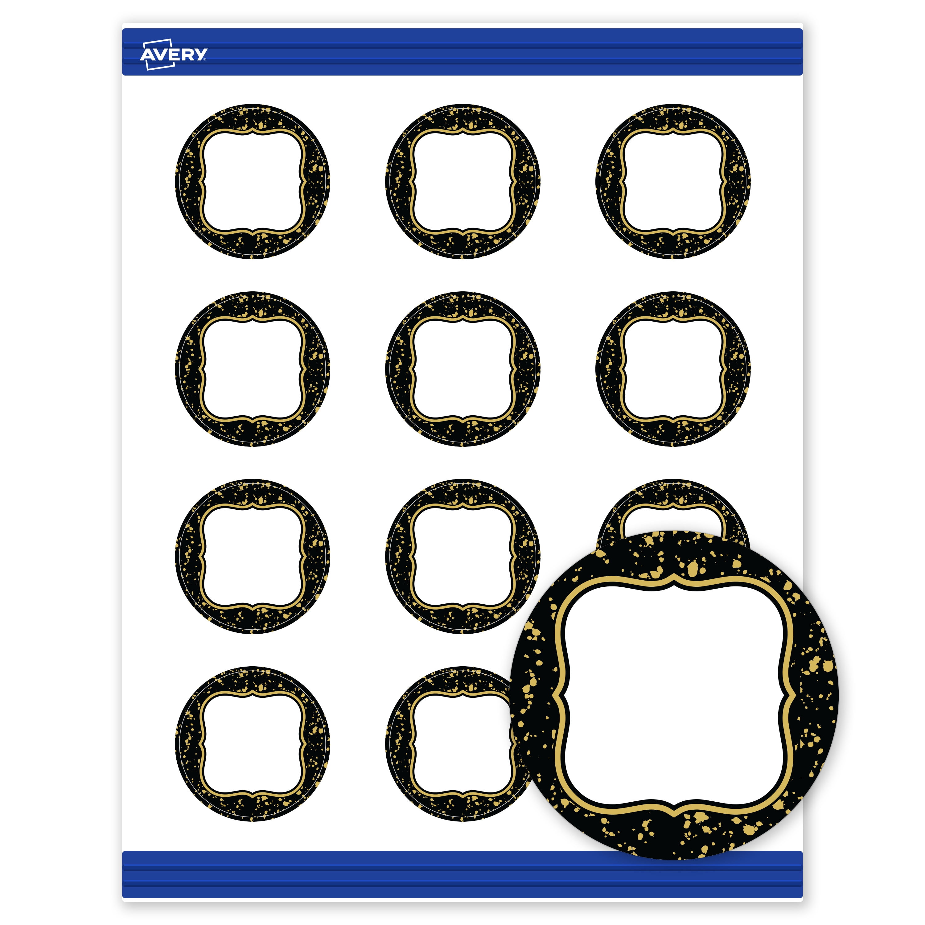 Avery Round Cards, 2", Black with Gold Specs Design, Matte - Walmart.com