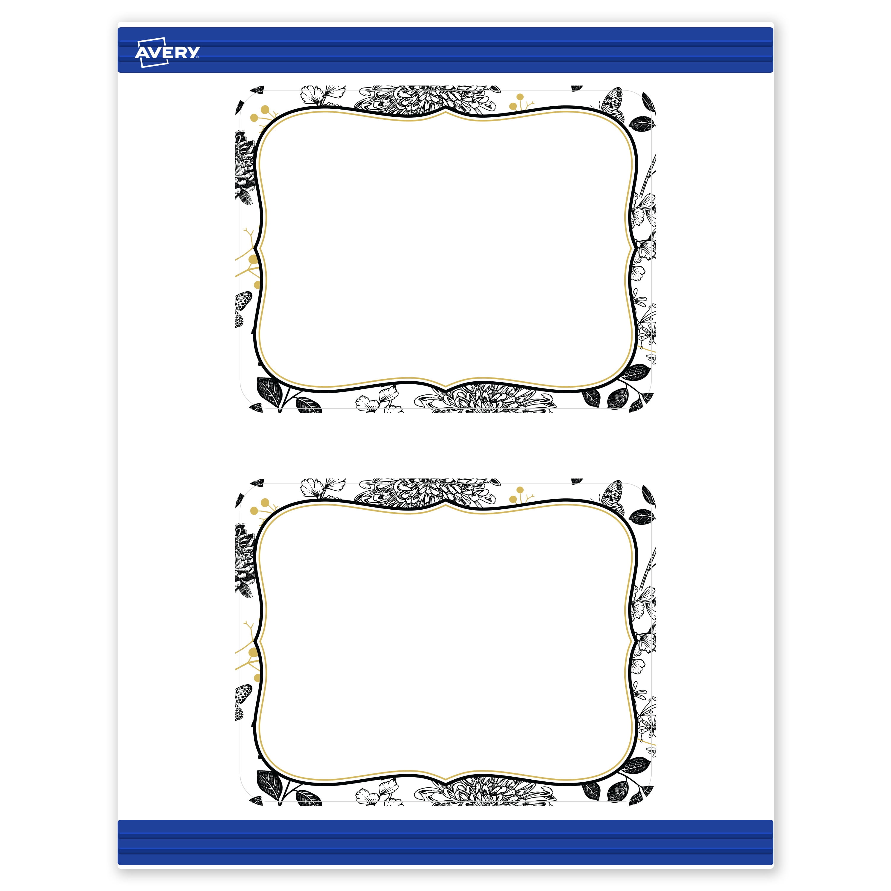 Avery Round Corner Postcards, Gold Flourish & Black Florals, Matte ...