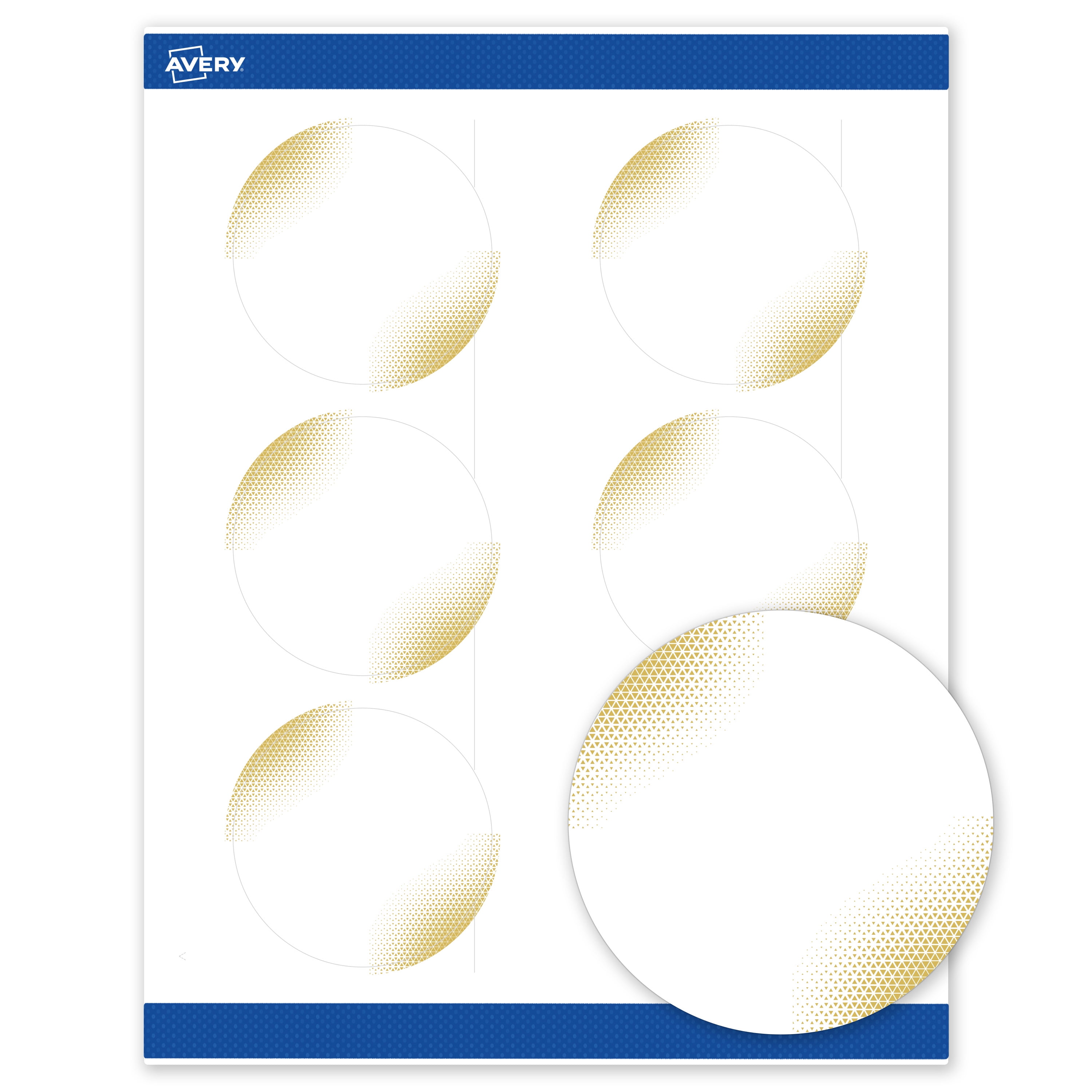 Avery Round Labels, Gold Blush Pattern, 3" Diameter, 60 Total, Matte ...
