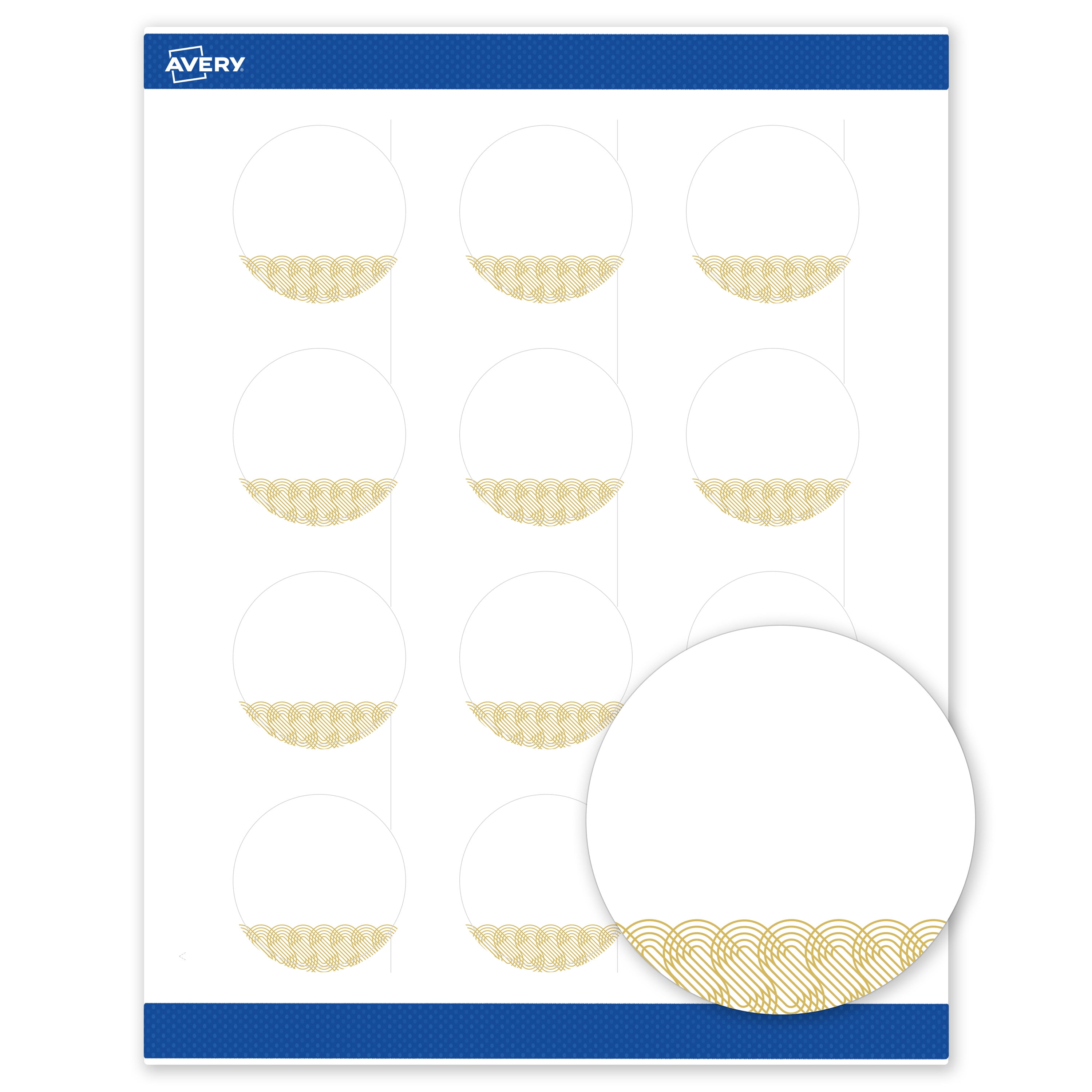 Avery Round Labels, Gold Lace Trim Pattern, 2" Diameter, 120 Total ...