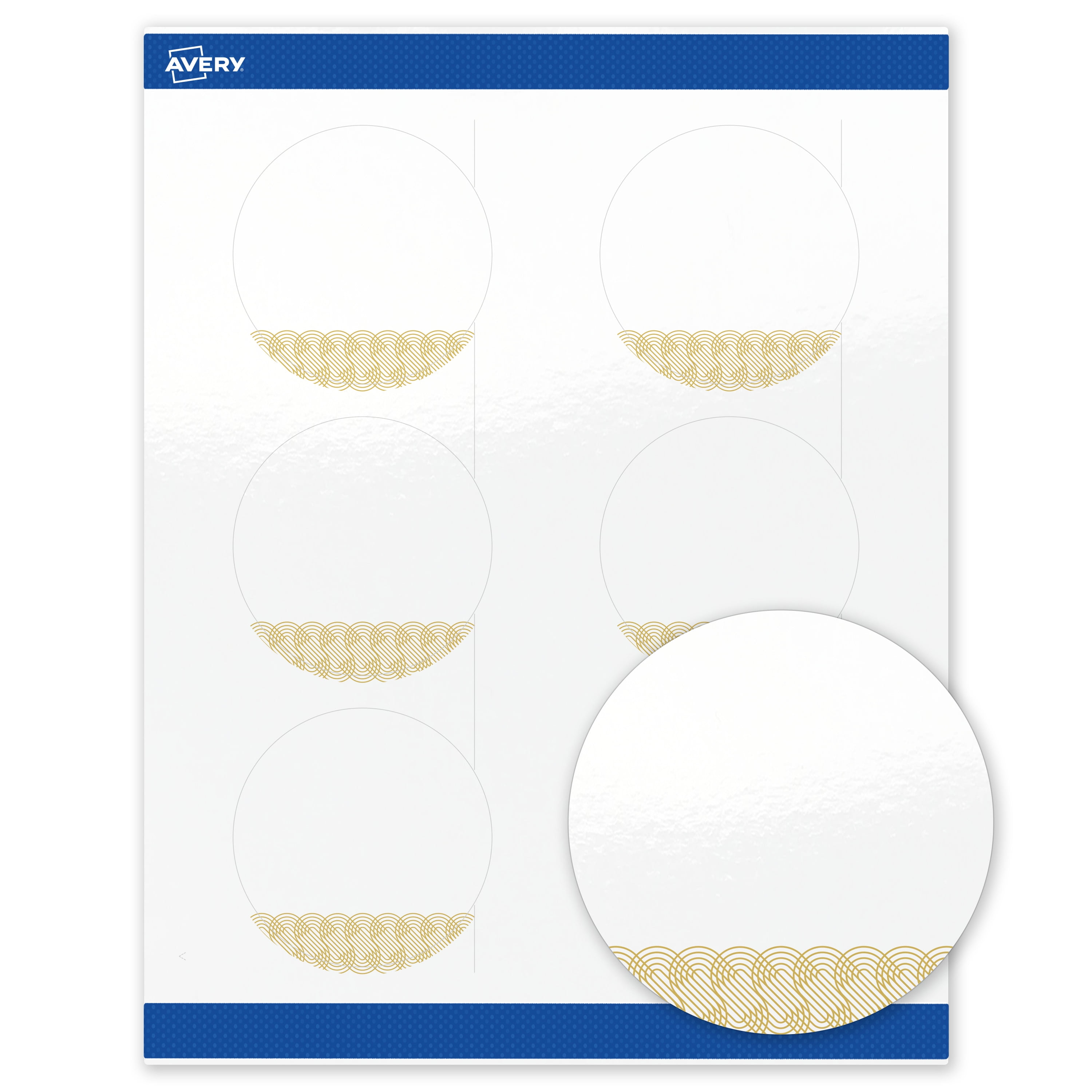 Avery Round Labels, Gold Lace Trim Pattern, 3" Diameter, 60 Total ...