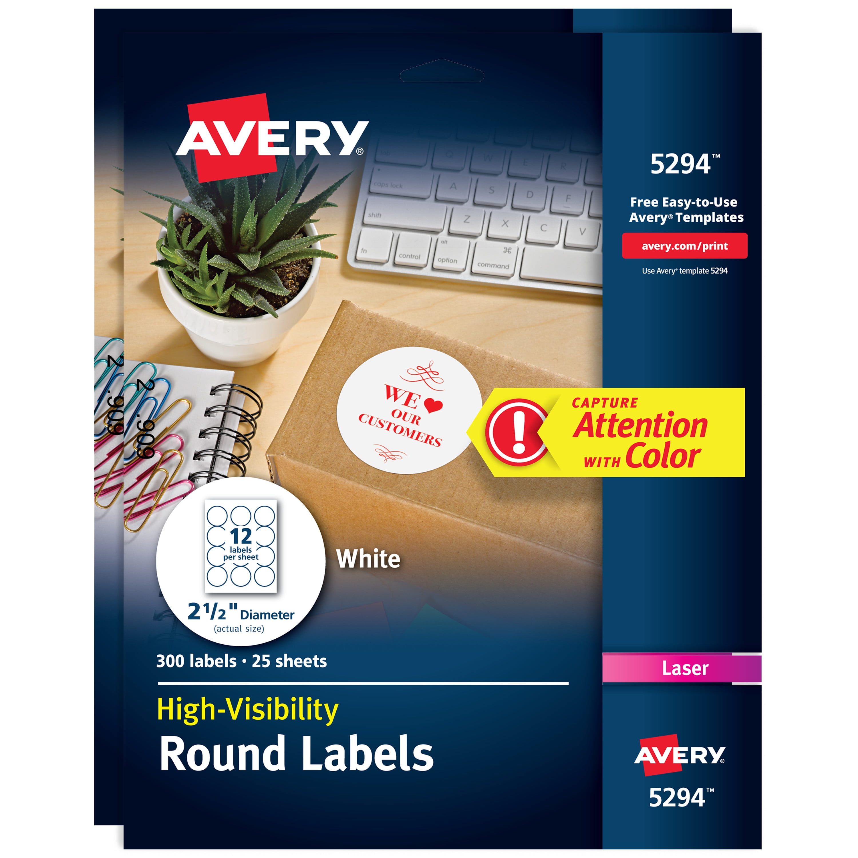 Avery Round Labels, Laser, 600 2-1/2" Labels (45294) - Walmart.com