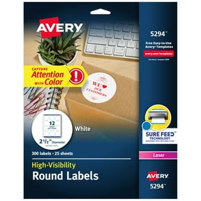 Avery Printable Round Labels , 2", Glossy White, 60 Labels (22817 ...