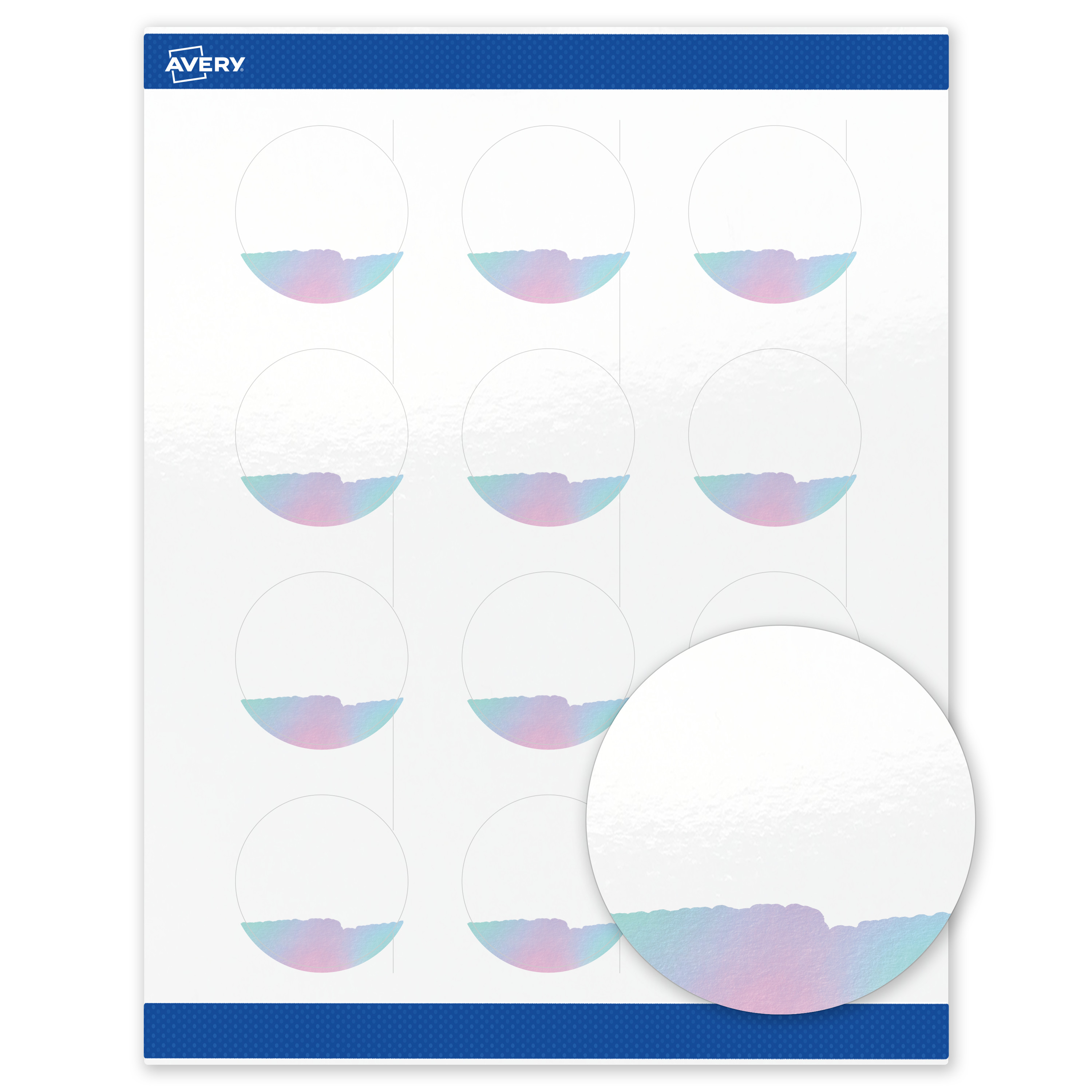 Avery Round Labels, Watercolors Design, 2" Diameter, 120ct, Glossy ...