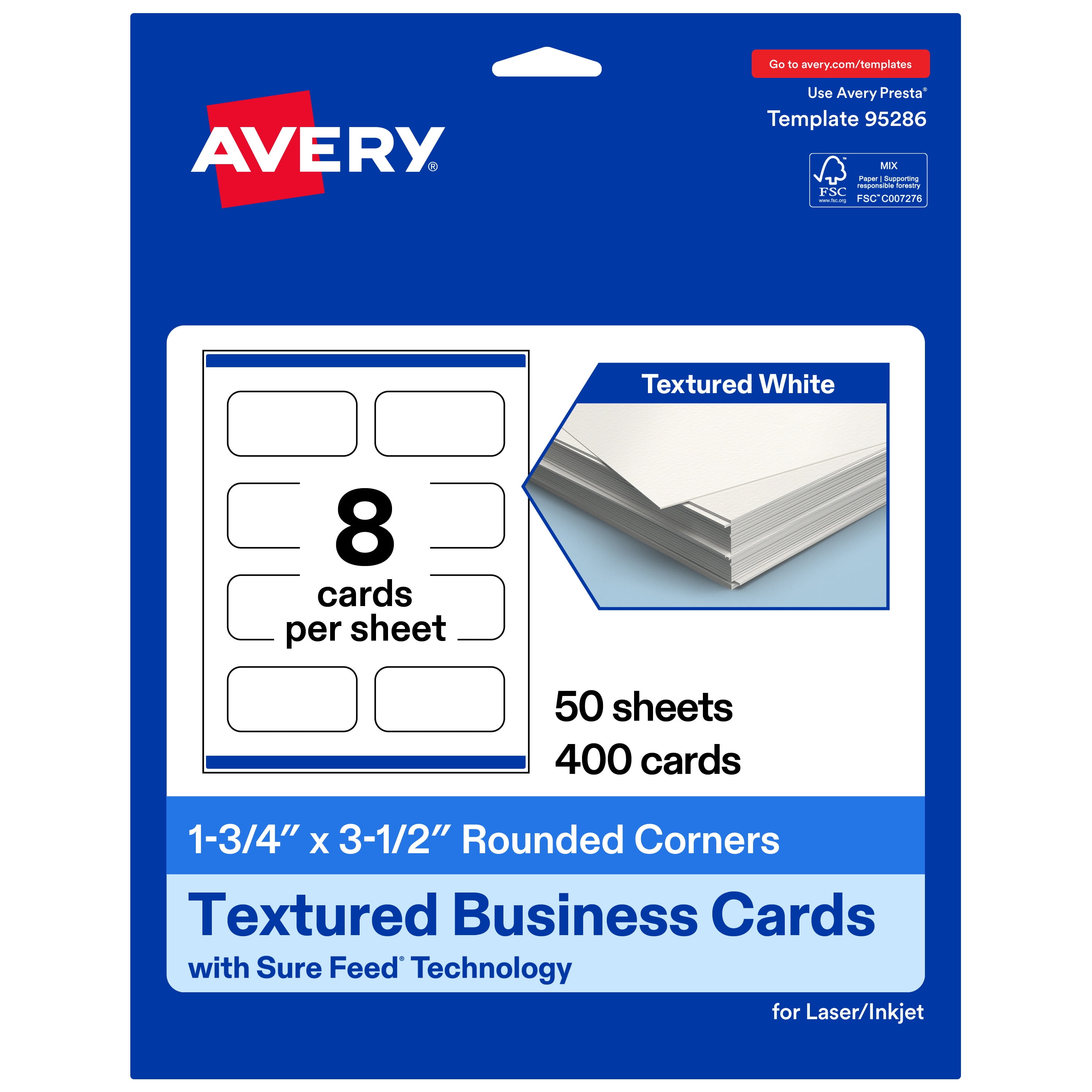 Avery Rounded Corners Business Cards , 1.75" x 3.5", Matte, 400ct ...
