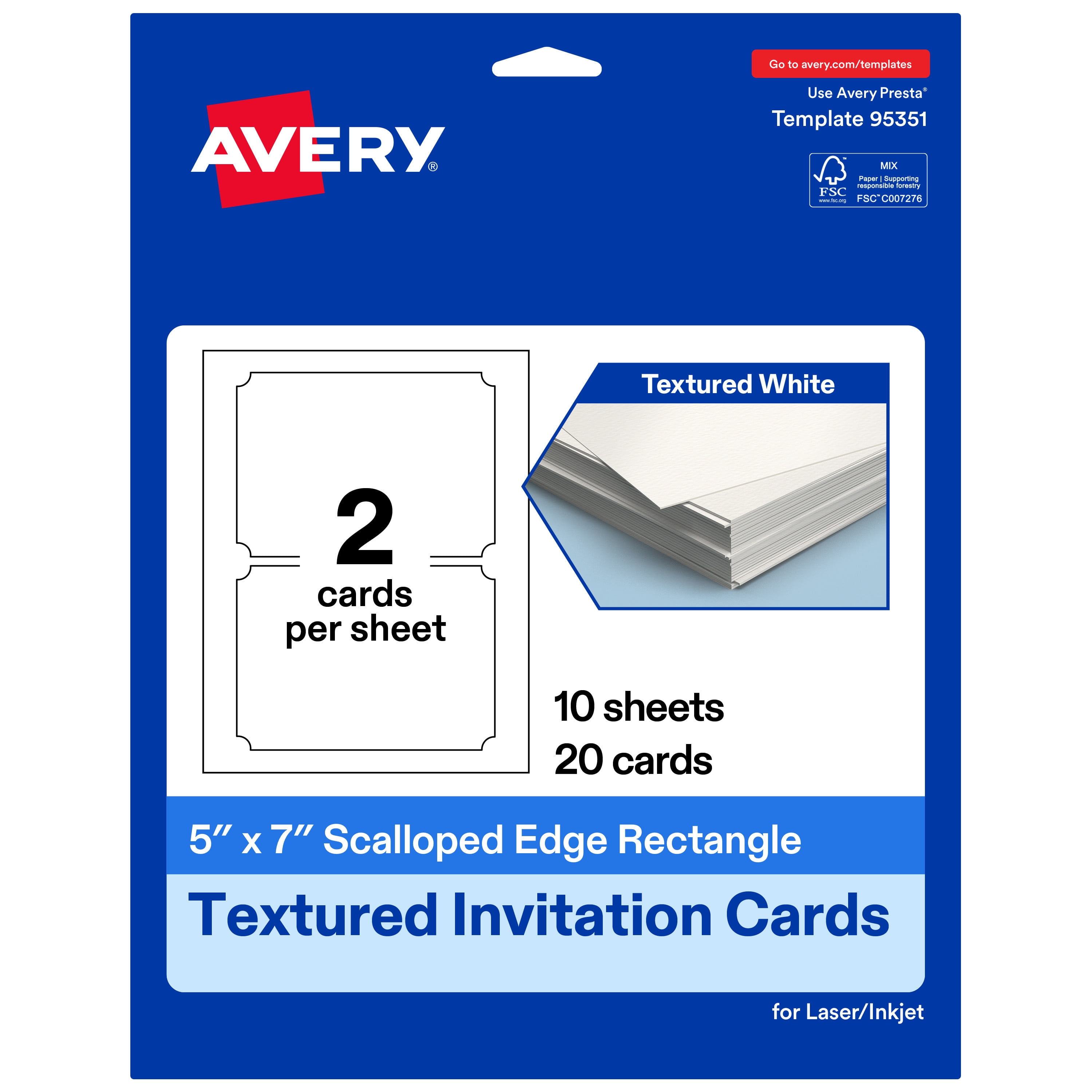 Avery Scalloped Edge Invitation Cards , 5" x 7", Matte, 20 Total ...