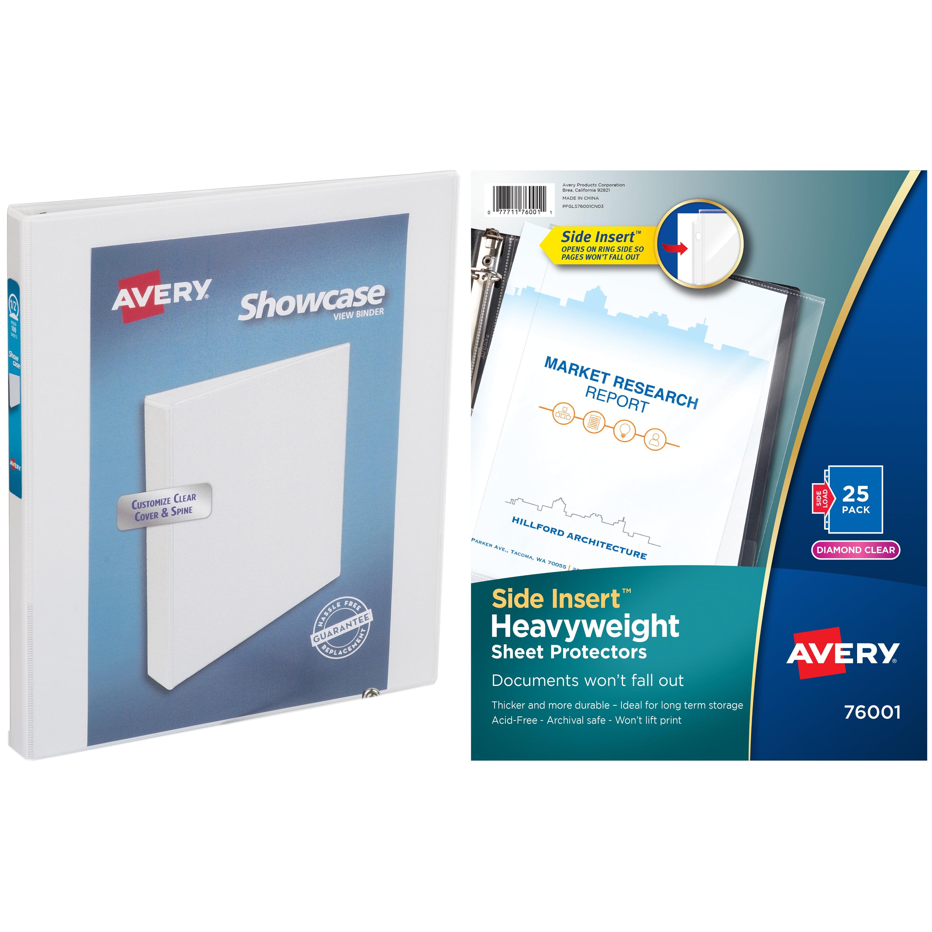 Avery Secure Side-Load Sheet Protectors, Heavy Gauge, Letter, Diamond Clear, 25-Pack and Avery ...