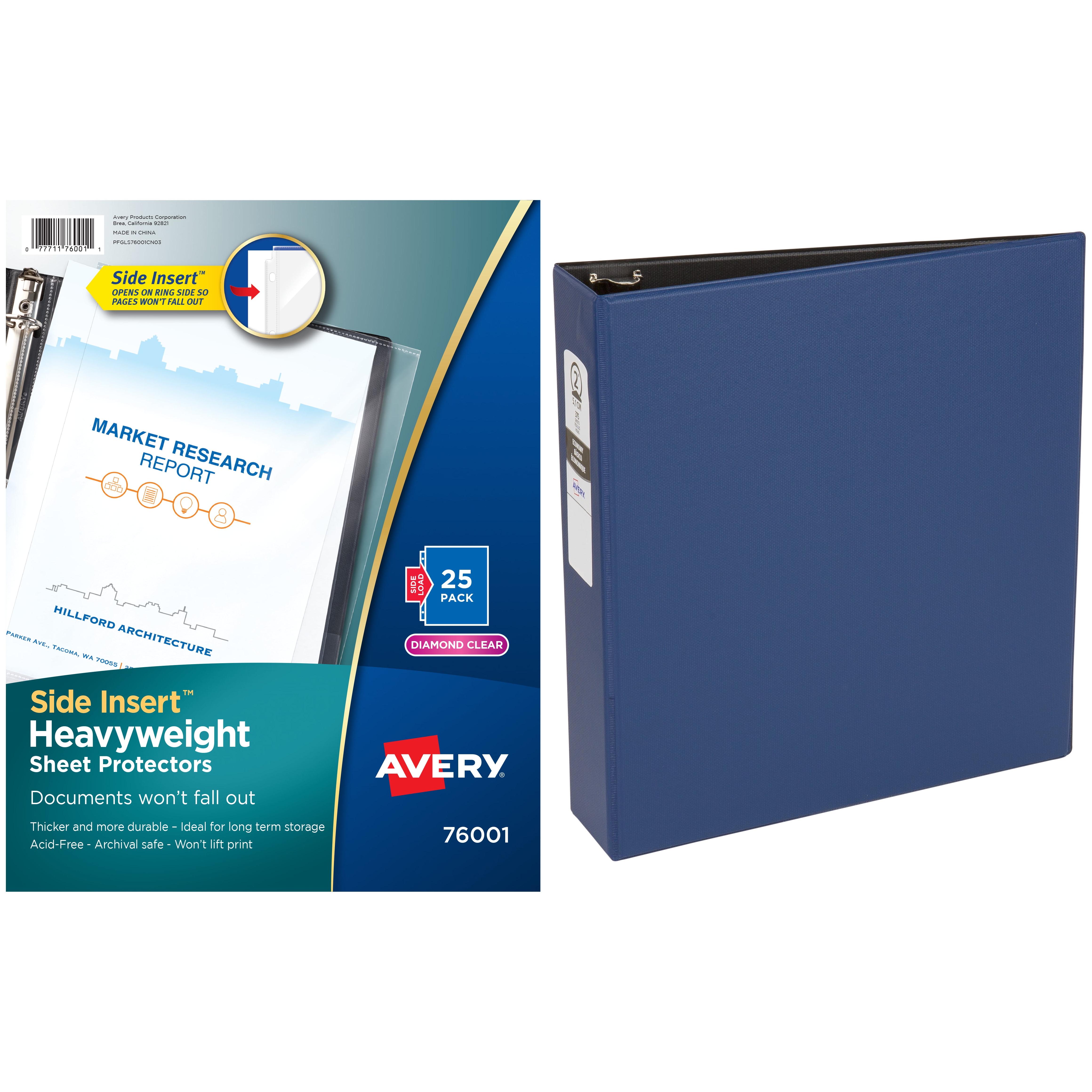 Avery Secure Side-Load Sheet Protectors, Heavy Gauge, Letter, Diamond Clear, 25-Pack and Avery ...