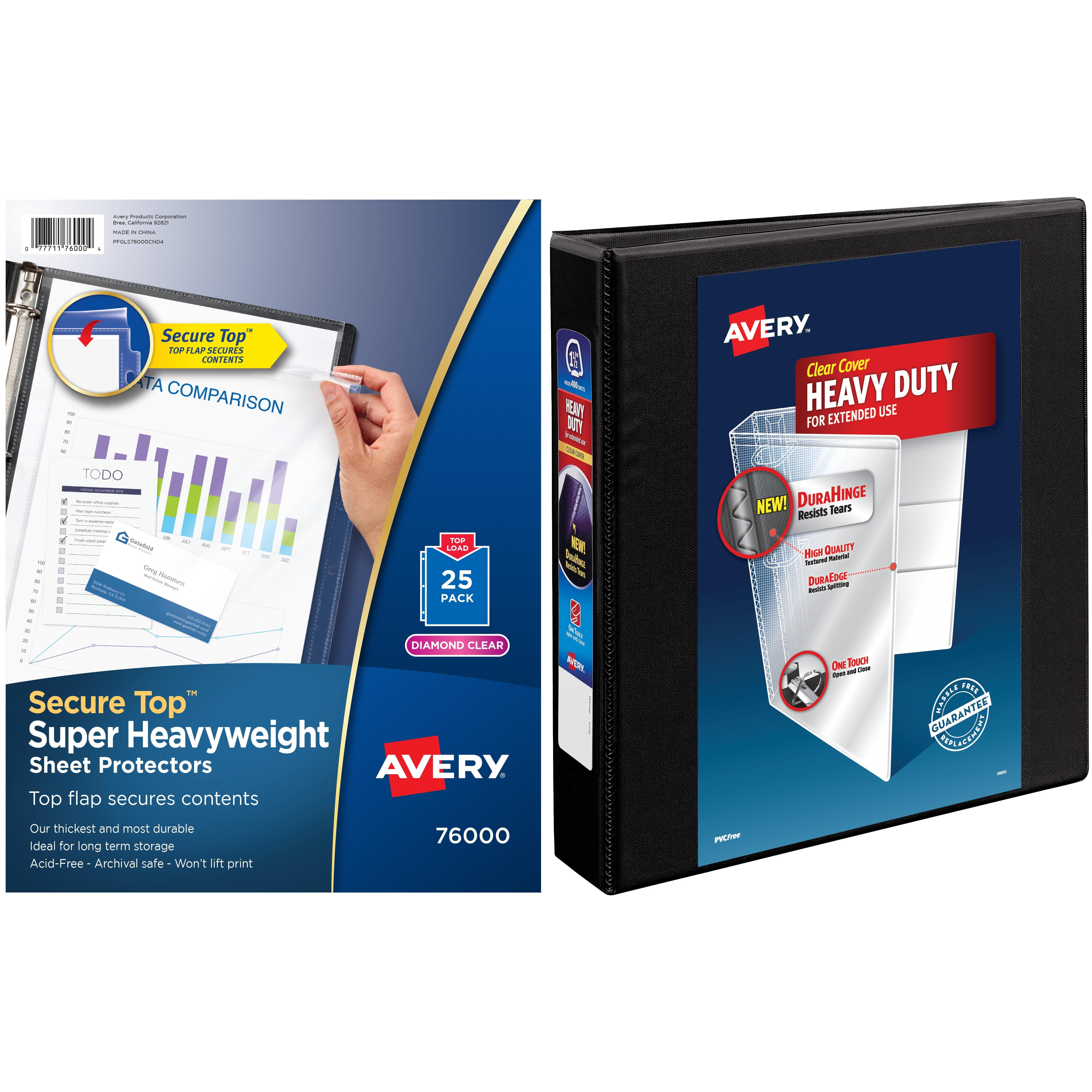 Avery Secure Top Sheet Protectors, Heavy Gauge, Letter, Diamond Clear ...