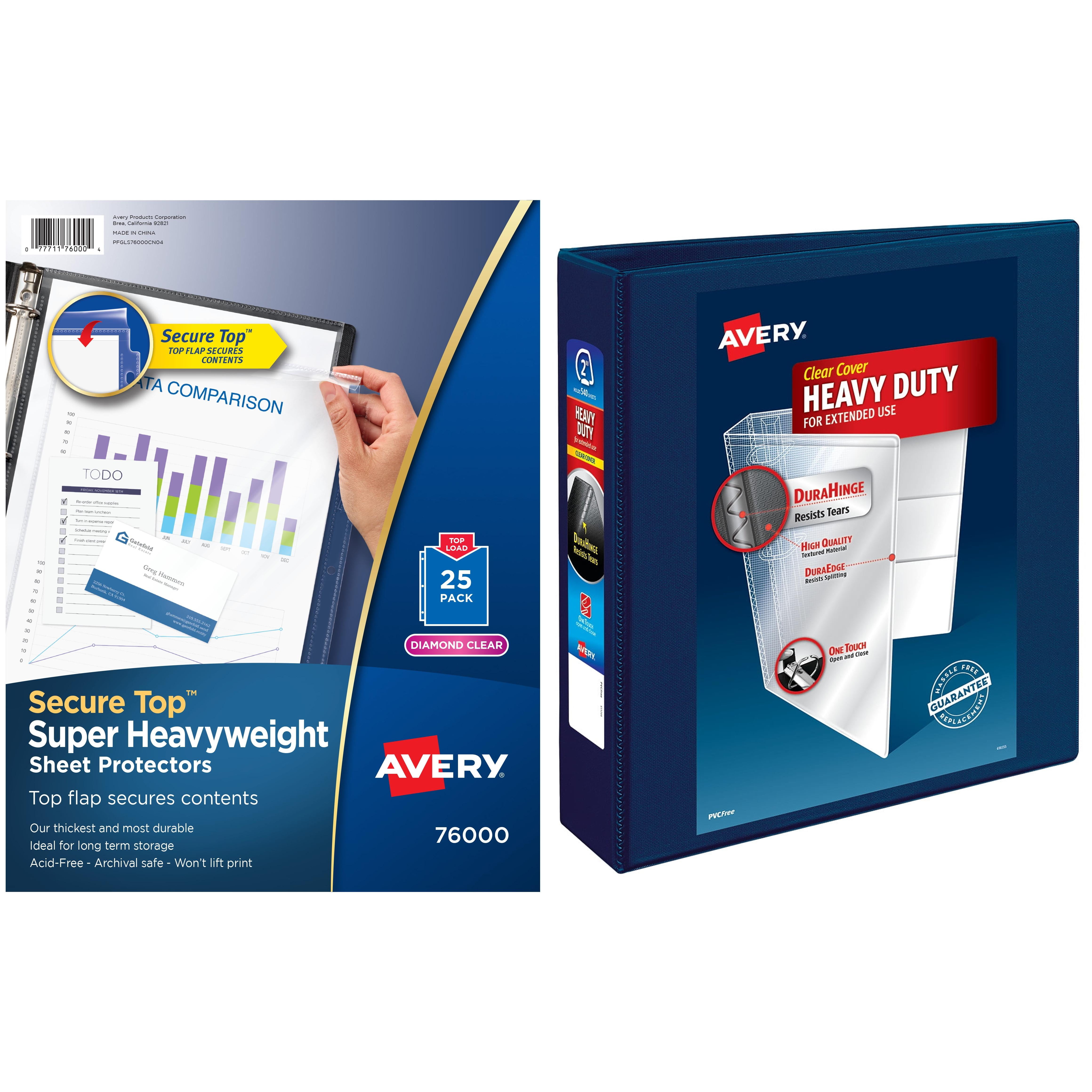 Avery Secure Top Sheet Protectors, Heavy Gauge, Letter, Diamond Clear ...