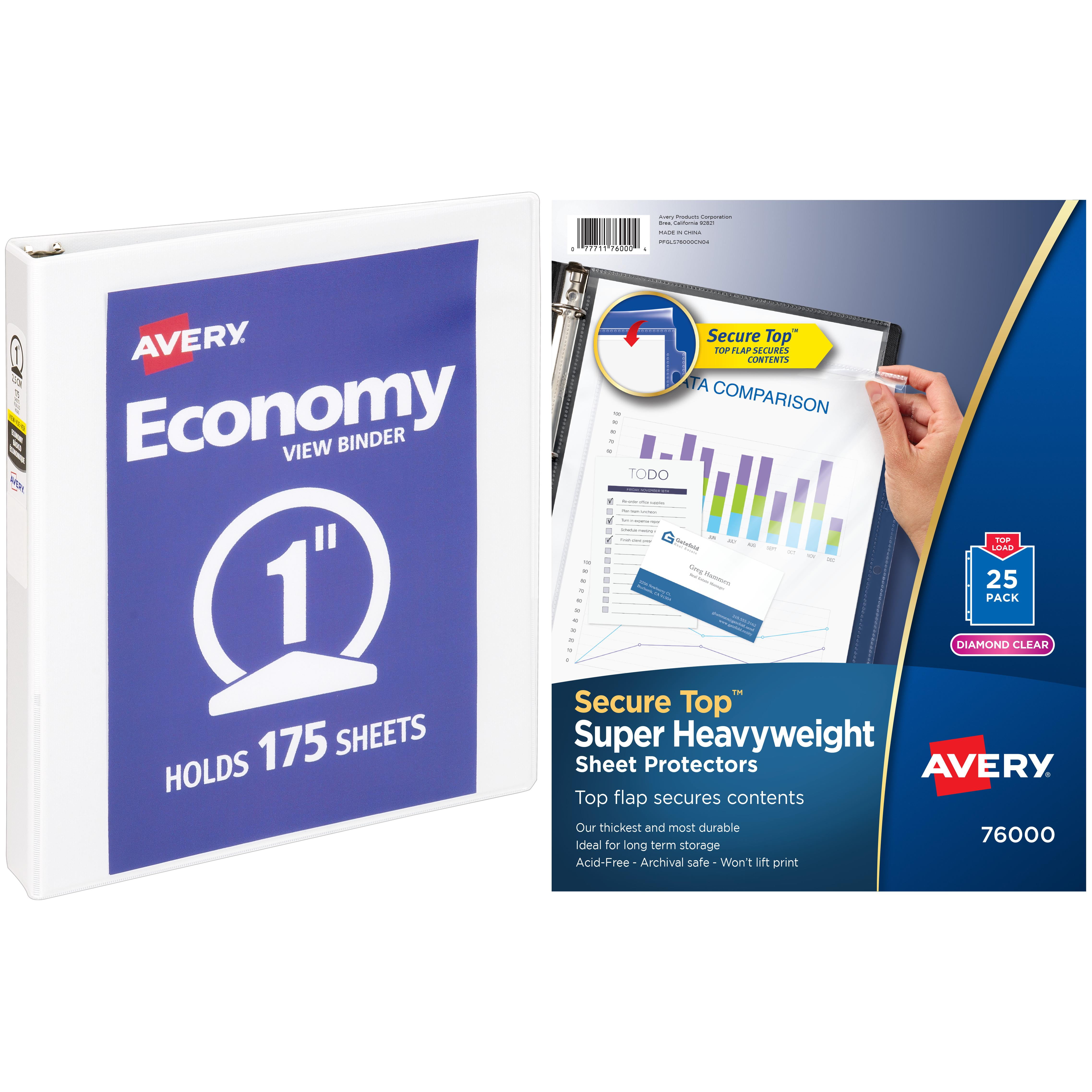 Avery Secure Top Sheet Protectors, Heavy Gauge, Letter, Diamond Clear ...