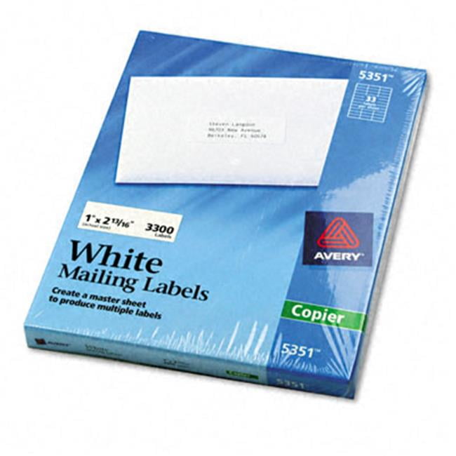 Avery Self-Adhesive Address Labels for Copiers 1 x 2-13/16 White 3300 ...