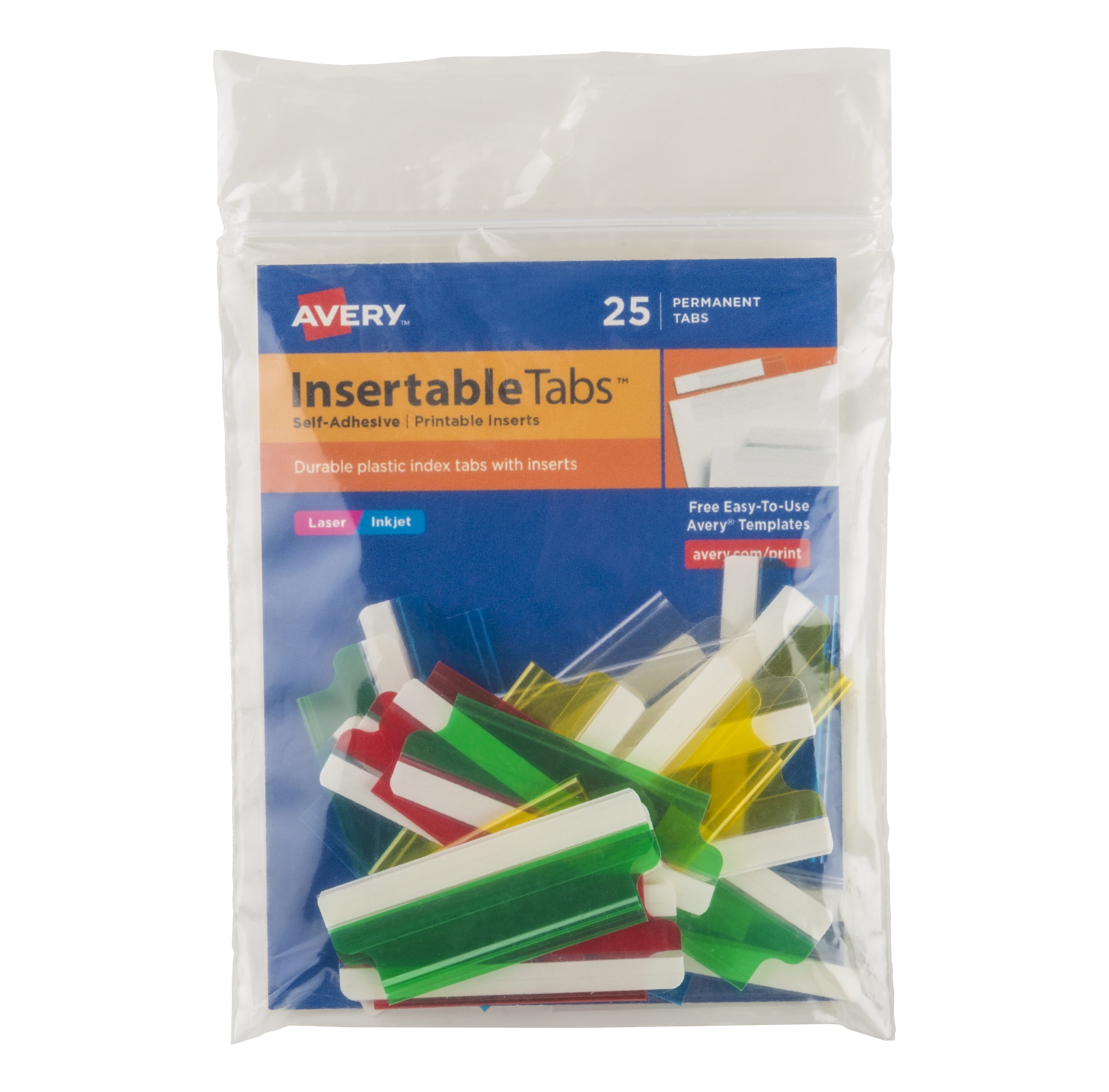 Avery Self-Adhesive Index Tabs with Printable Inserts - Walmart.com