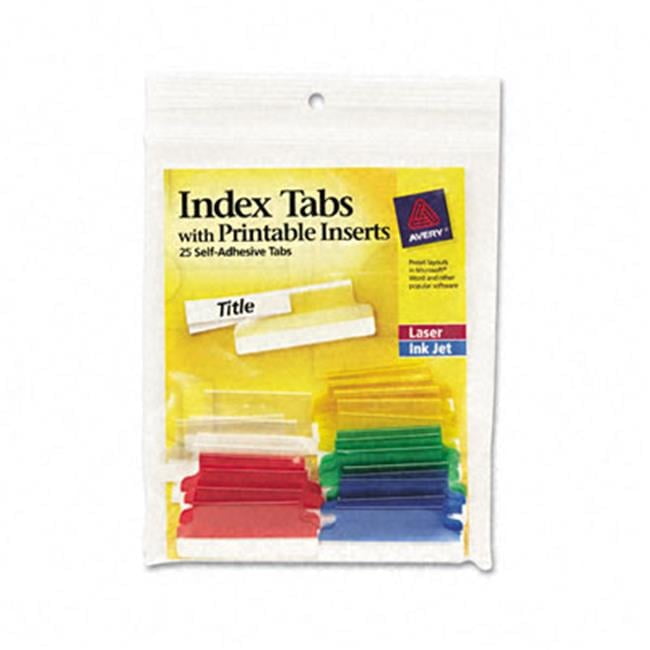 Avery Self-Adhesive Tabs Printable Inserts 1-1/2in Assorted Tab WE 25 ...