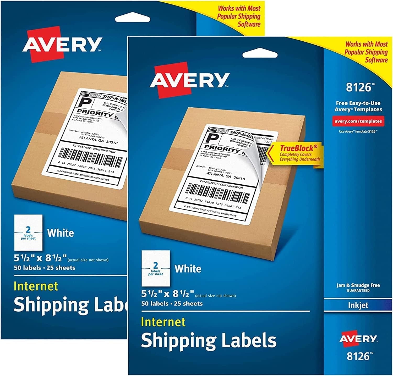 Avery Shipping Address Labels, Inkjet Printers, 250 Labels, Half Sheet ...