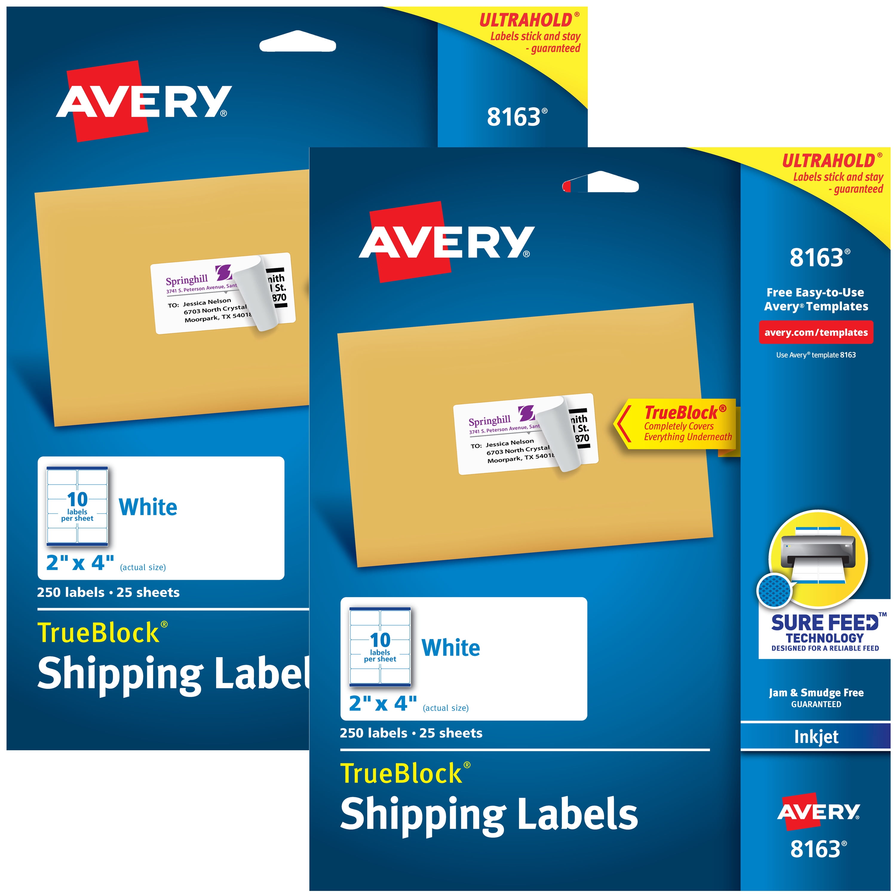 Avery Shipping Labels, 2" x 4", White, 2 Packs (21936) - Walmart.com