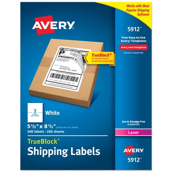 Avery, Shipping Labels, 5.5" x 8.5", White, 500 Labels (5912) - Walmart.com