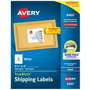 "Avery 5164 White Shipping Labels with Sure Feed for Laser Printers ...
