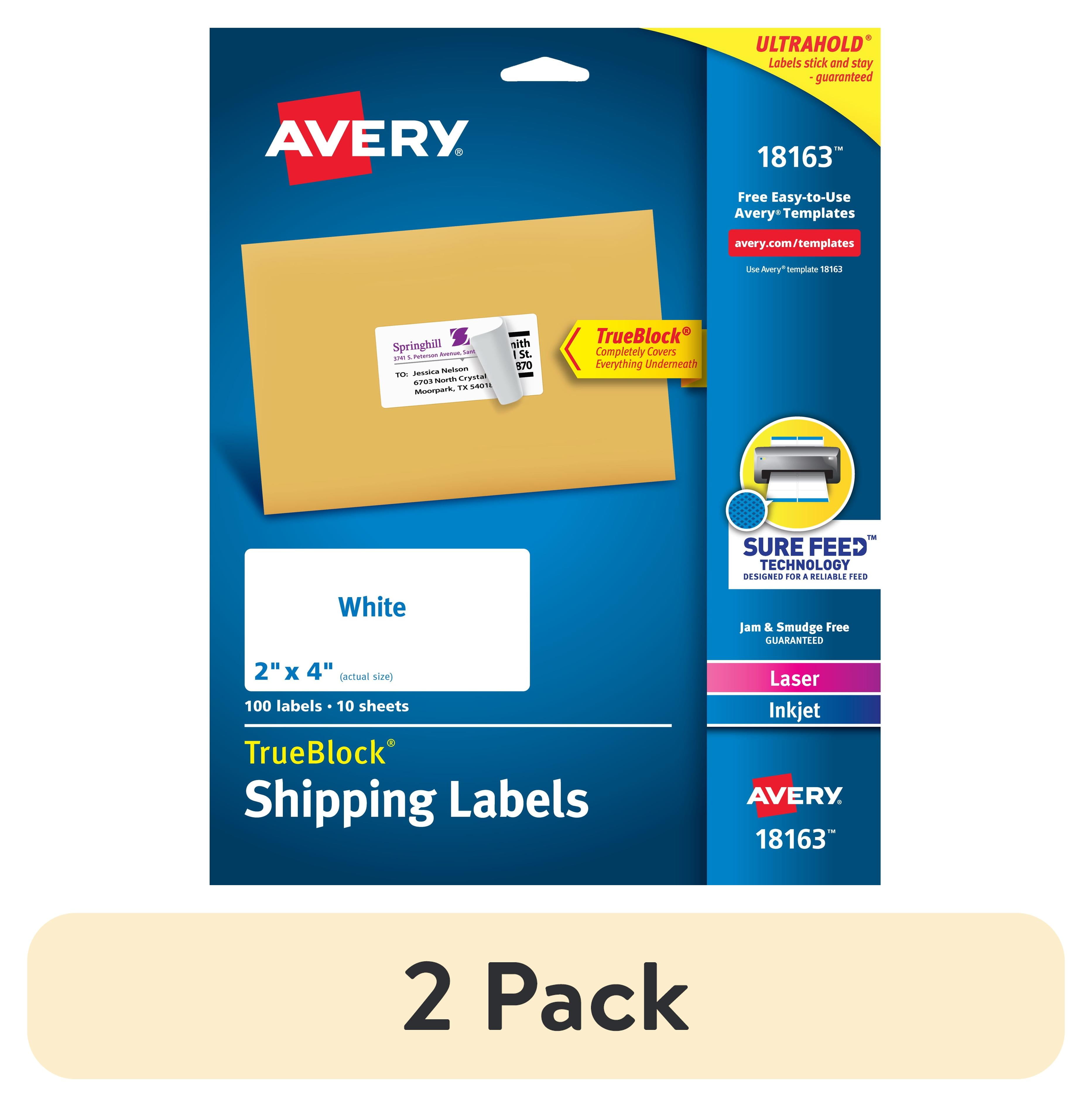(2 pack) Avery Shipping Labels, 2" x 4", Paper, White, TrueBlock ...