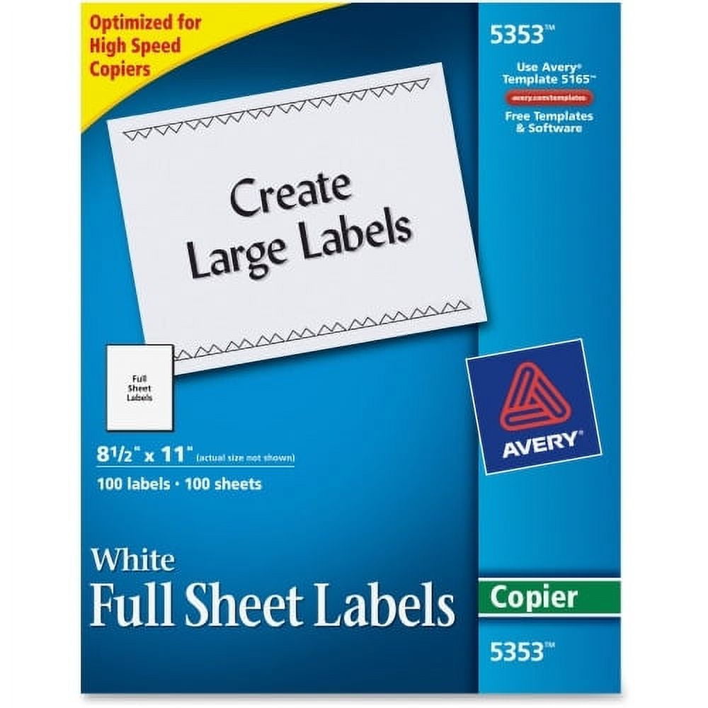 Avery Shipping Labels for Copiers, 8-1/2 Permanent Adhesive - 8 1/2 ...