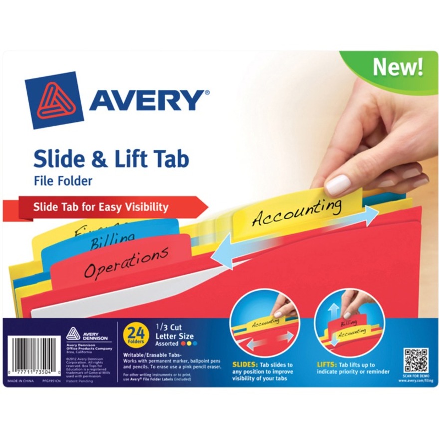 Avery Slide & Lift Tab 1/3 Tab Cut Letter Top Tab File Folder - Walmart.com