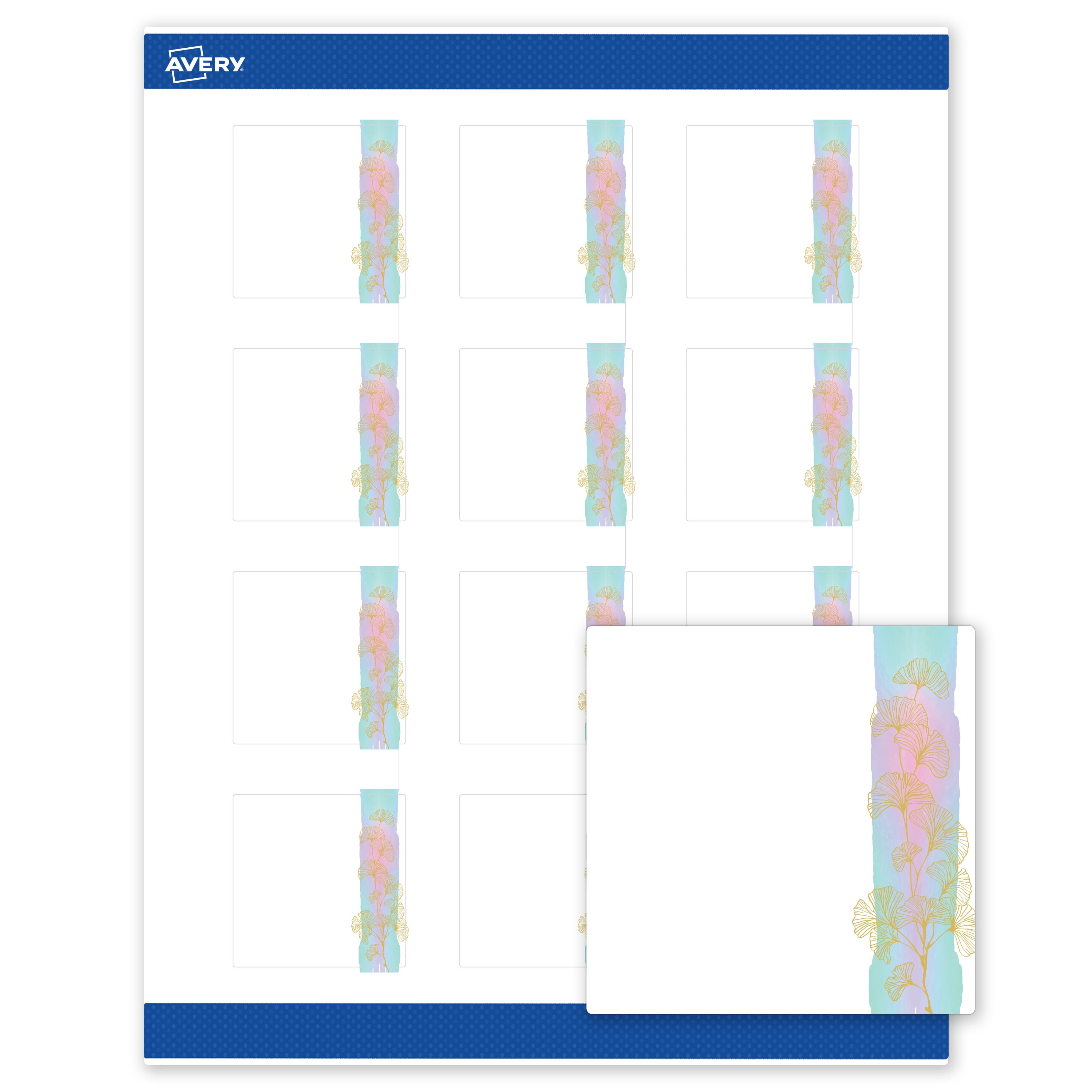 Avery Square Labels, Floral Design, 2" x 2", 120 Total, Matte ...