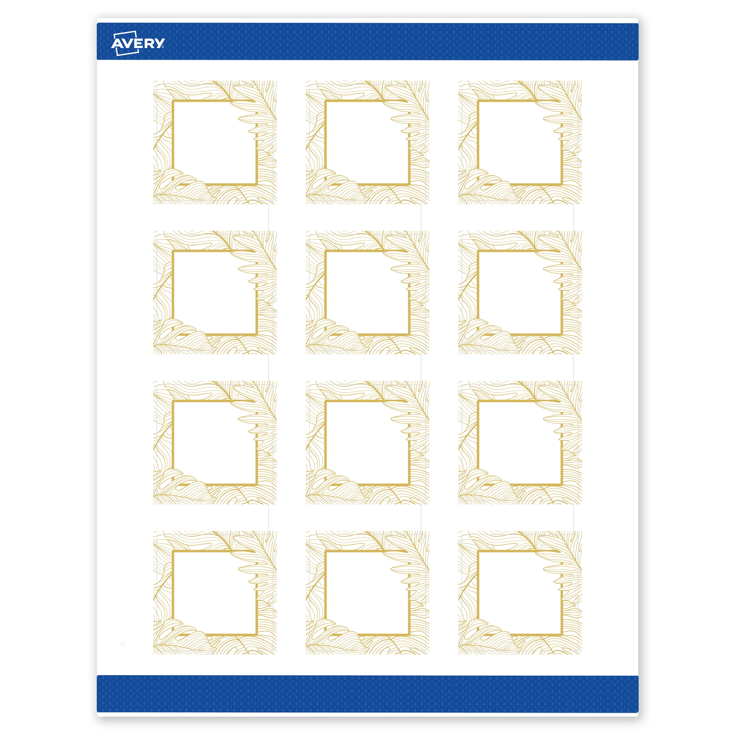 Avery Square Labels, Gold Florals, 2" x 2", 120 Total - Walmart.com