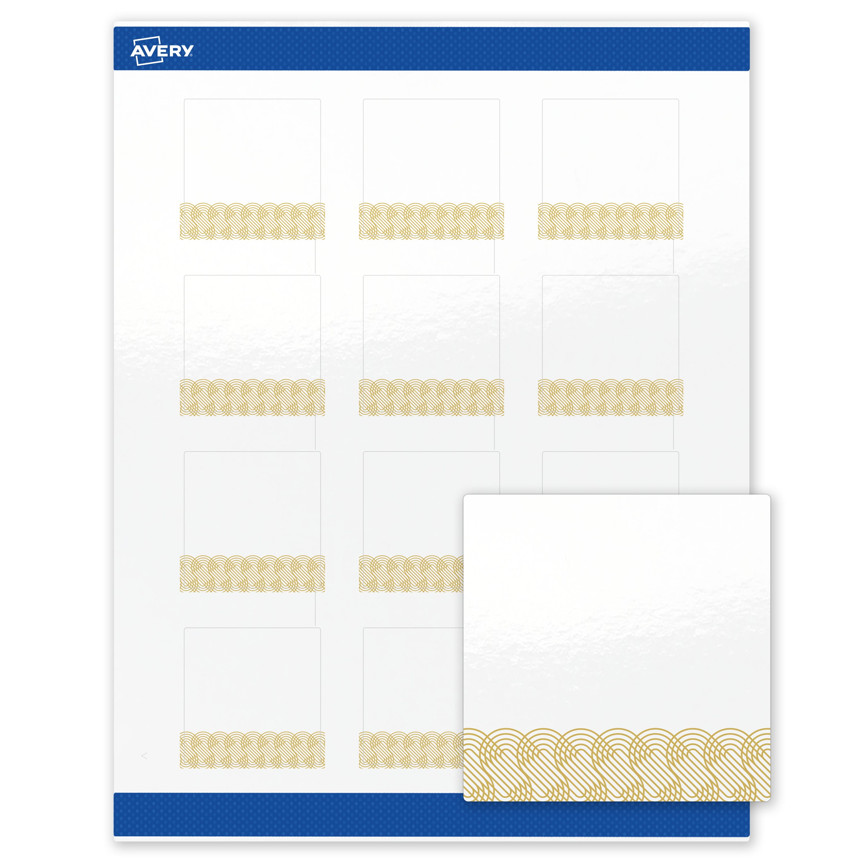 Avery Square Labels, Gold Lace Trim Pattern, 2" x 2", 120 Total, Glossy ...
