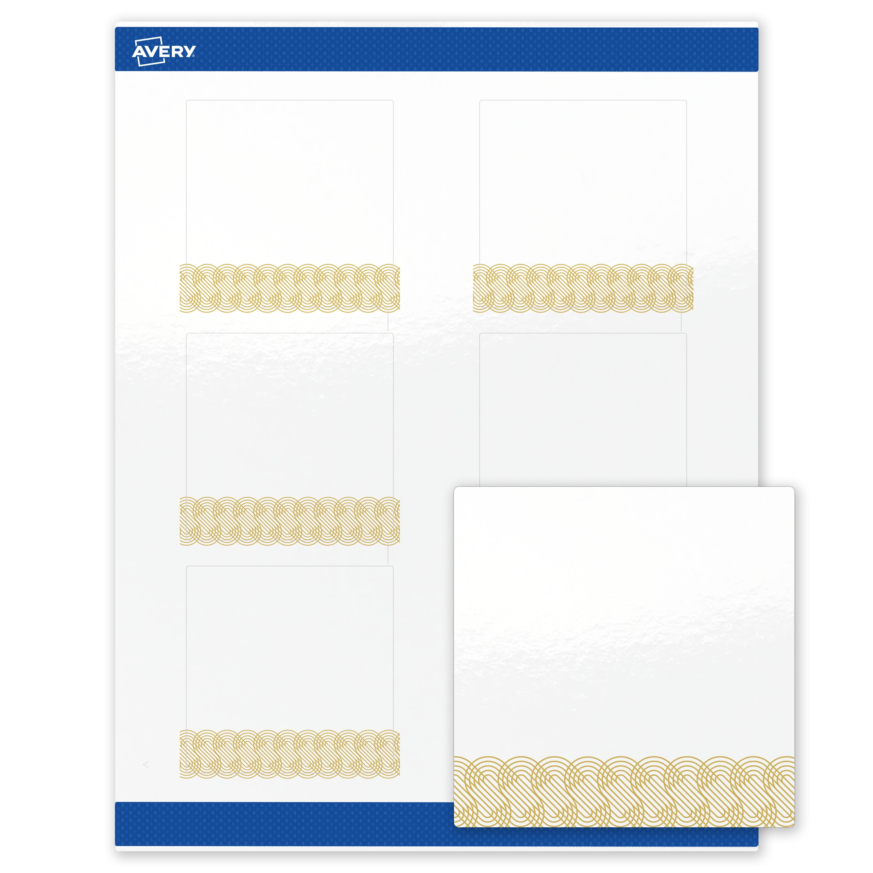 Avery Square Labels, Gold Lace Trim Pattern, 3" x 3", 60 Total, Glossy ...