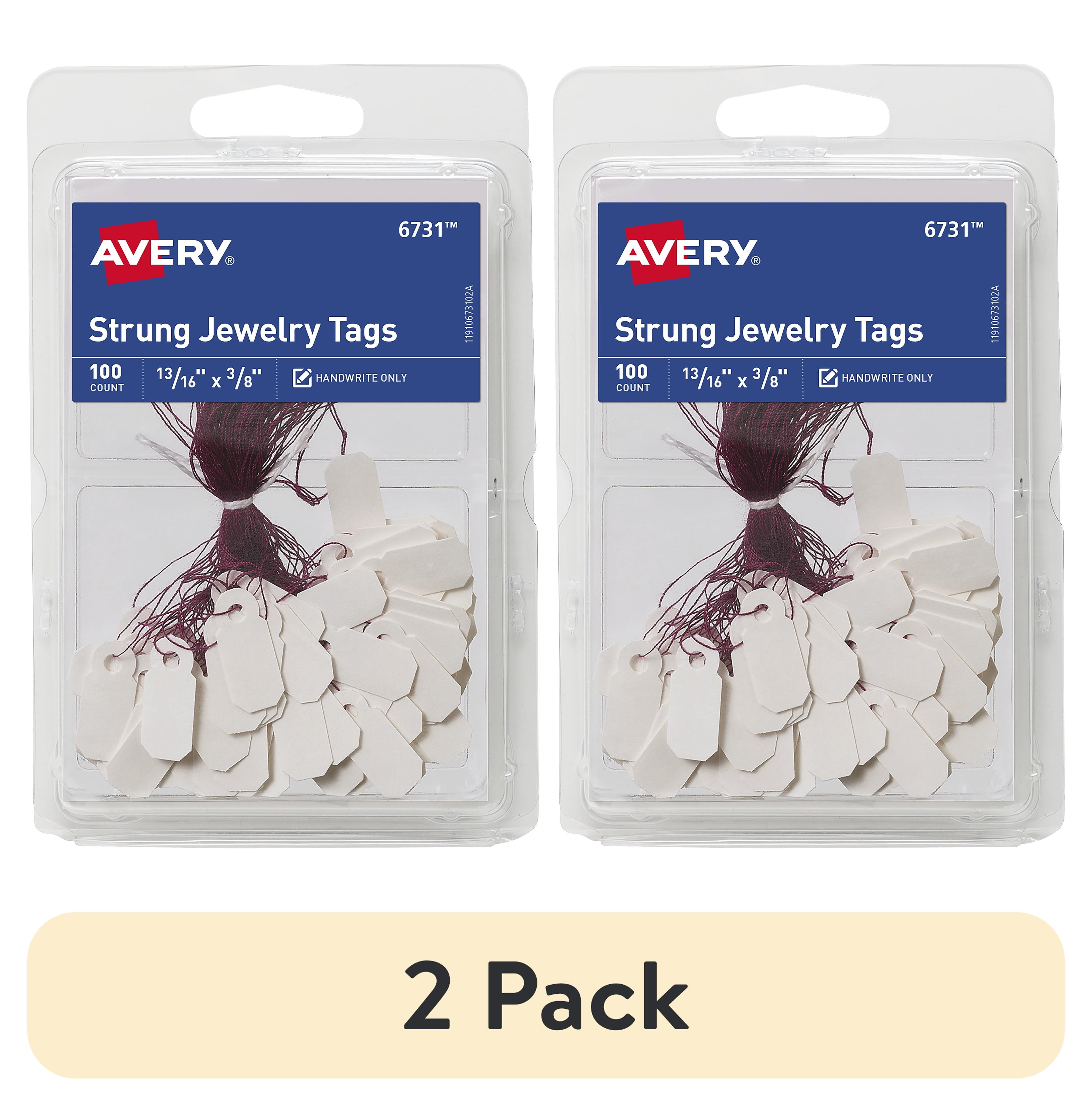 (2 pack) Avery String Tag Labels, Jewelry, 13/16" x 3/8", Paper, White ...