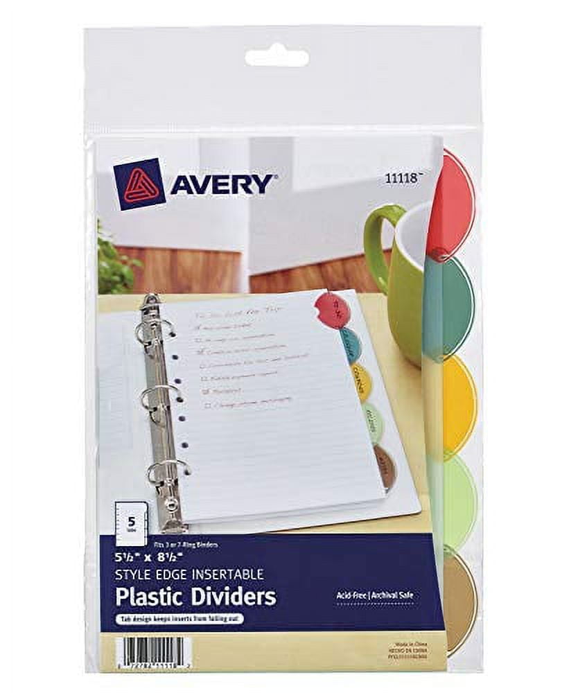 Avery Style Edge Insertable Plastic Dividers, 5.5 x 8.5 Inches, 5-Tab ...