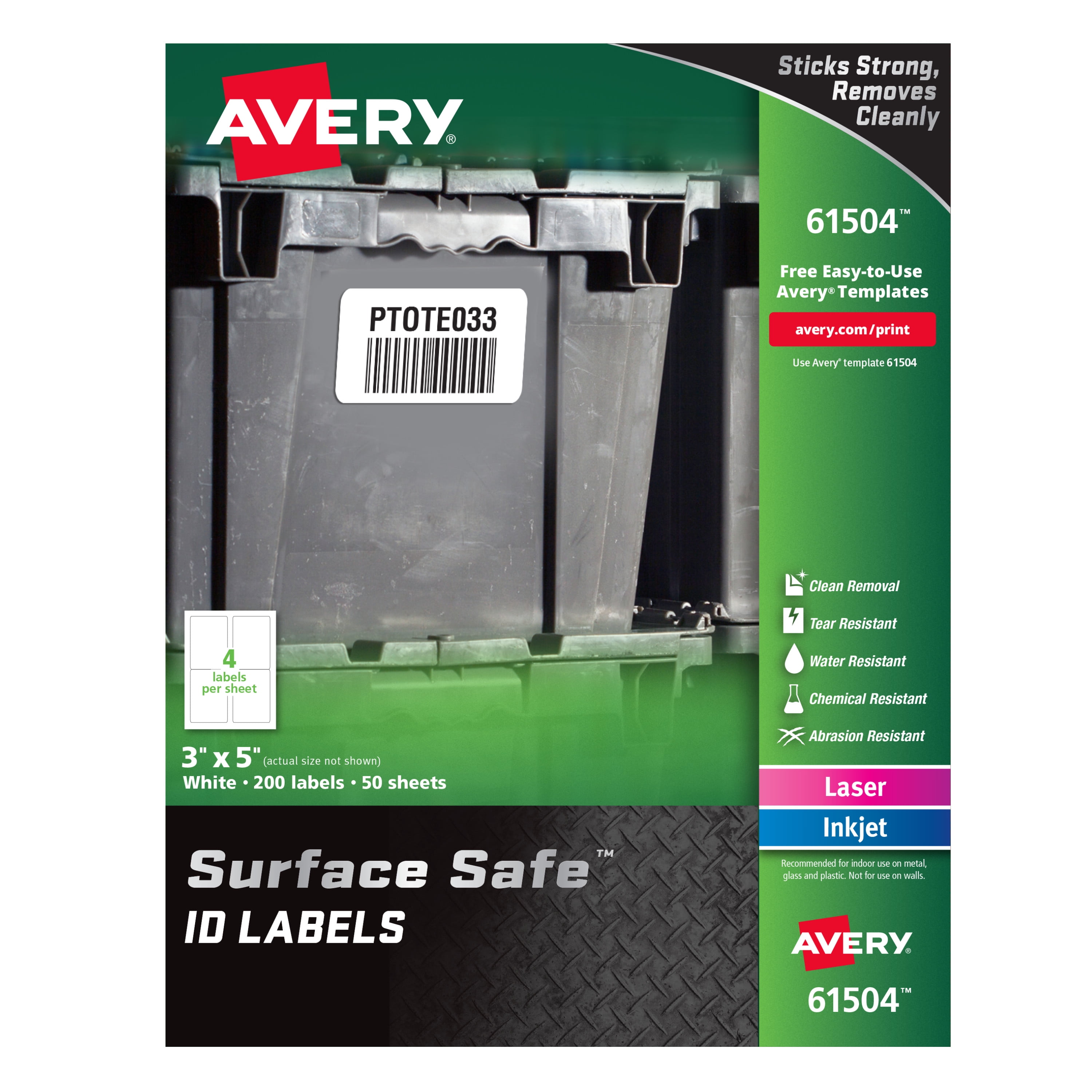 Avery Surface Safe ID Labels, 3" x 5", Water Resistant, Matte White ...