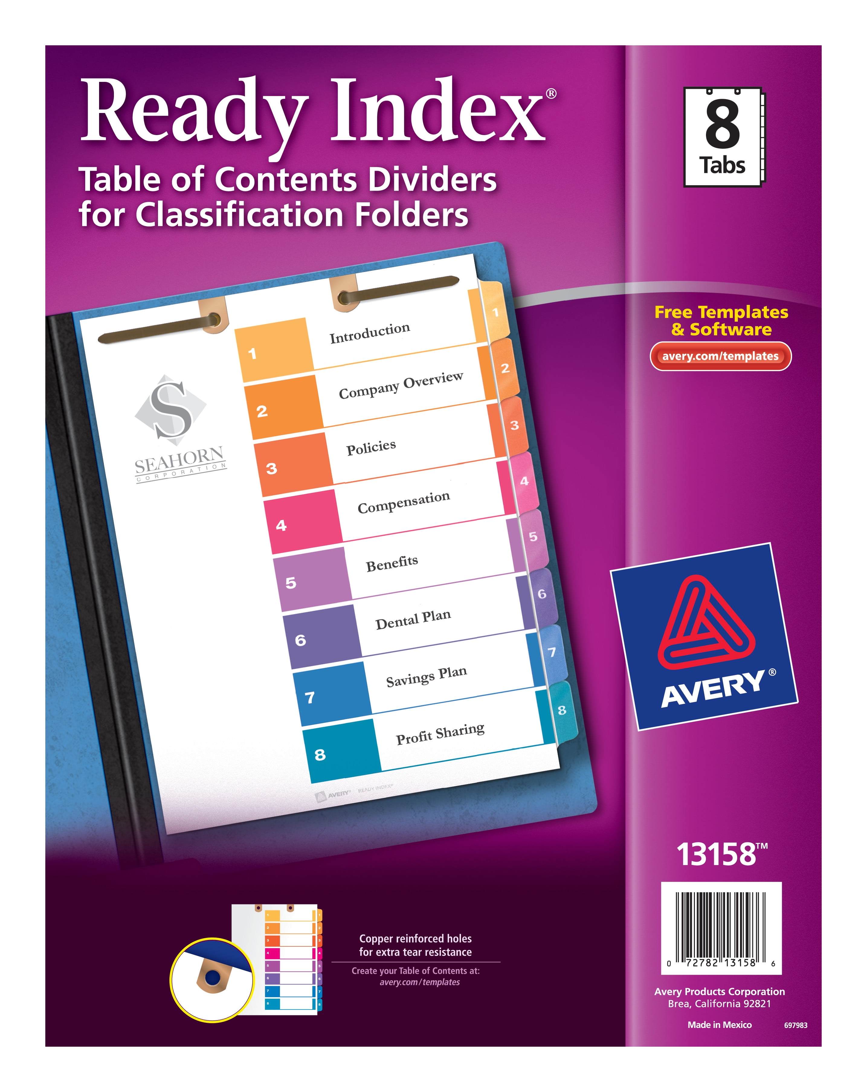 Avery Table of Contents Dividers for 2-Prong Folders, Preprinted 1-8 ...