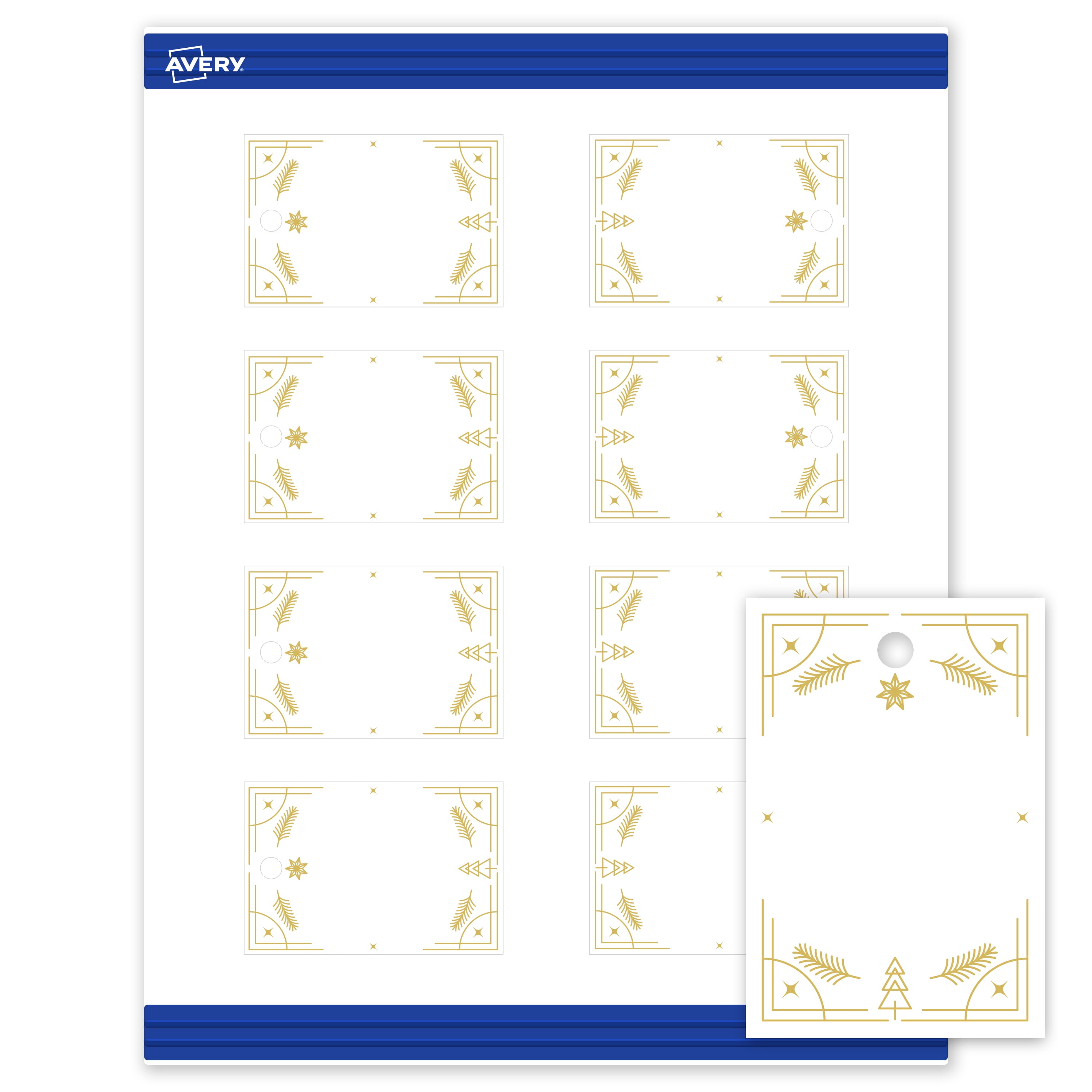 Avery Tags, 2" x 3", Gold-White Christmas Trees, Matte, 80ct - Walmart.com
