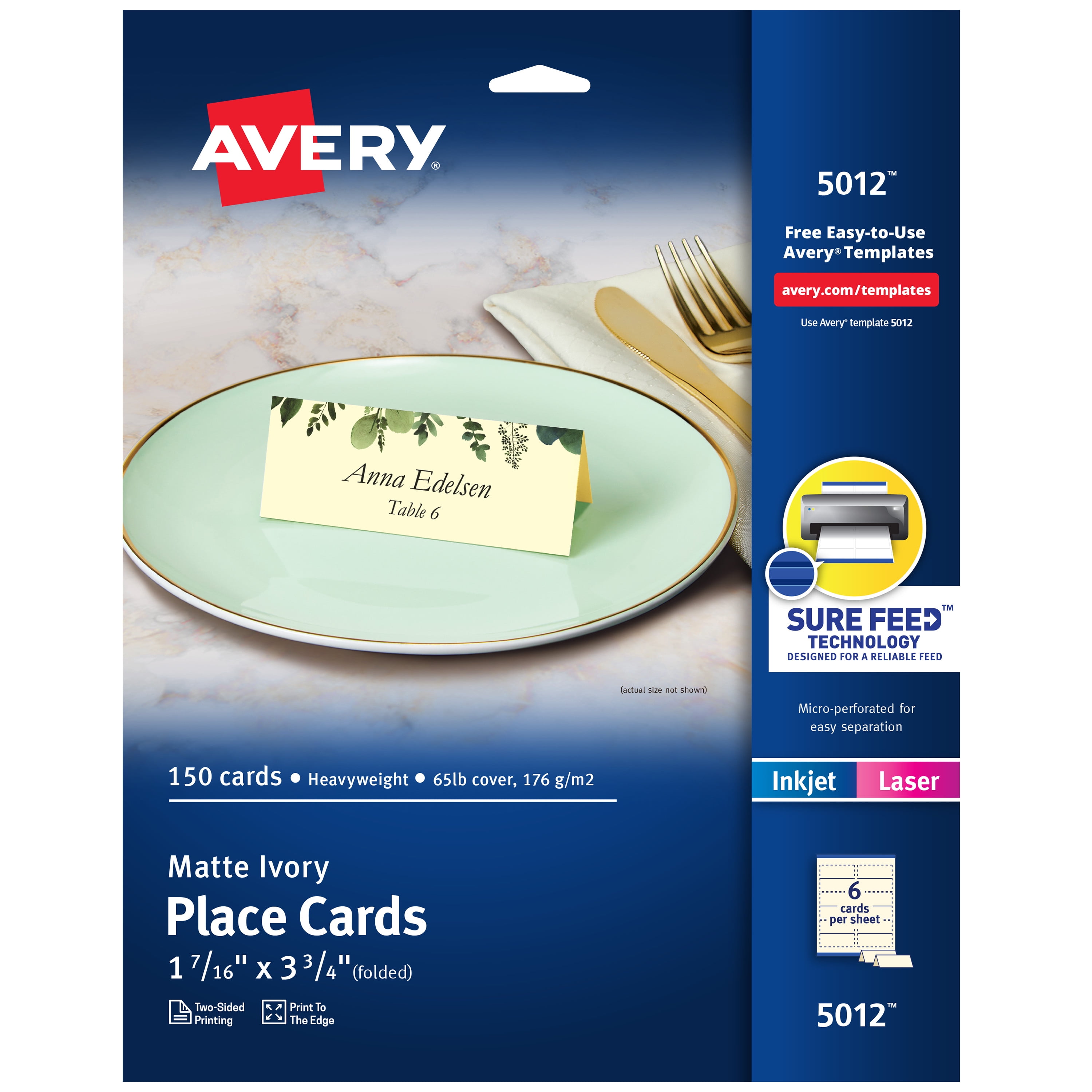 Avery Tent Cards, 2" x 3.5", Ivory, 160 Place Cards (5913) - Walmart.com